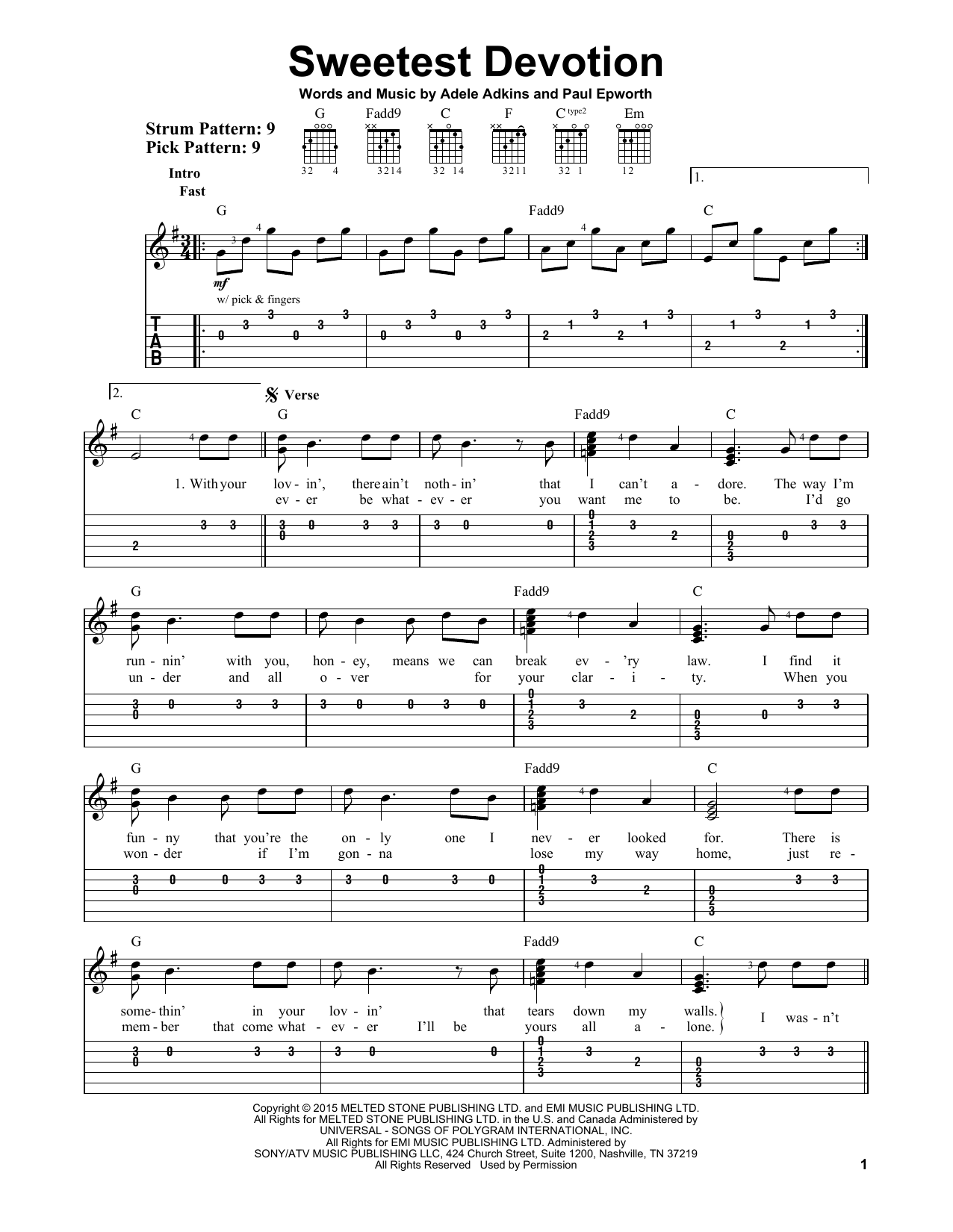 Adele Sweetest Devotion Sheet Music Chords Download 7 Page