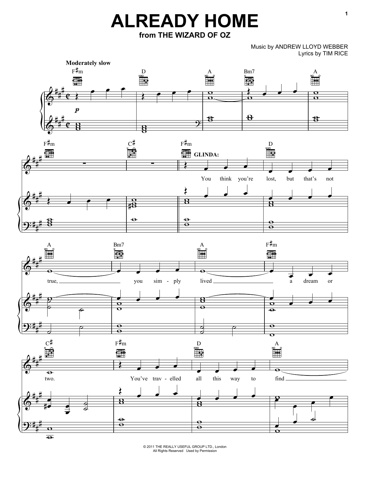 Andrew Lloyd Webber "Already Home" Sheet Music Notes | Download ...