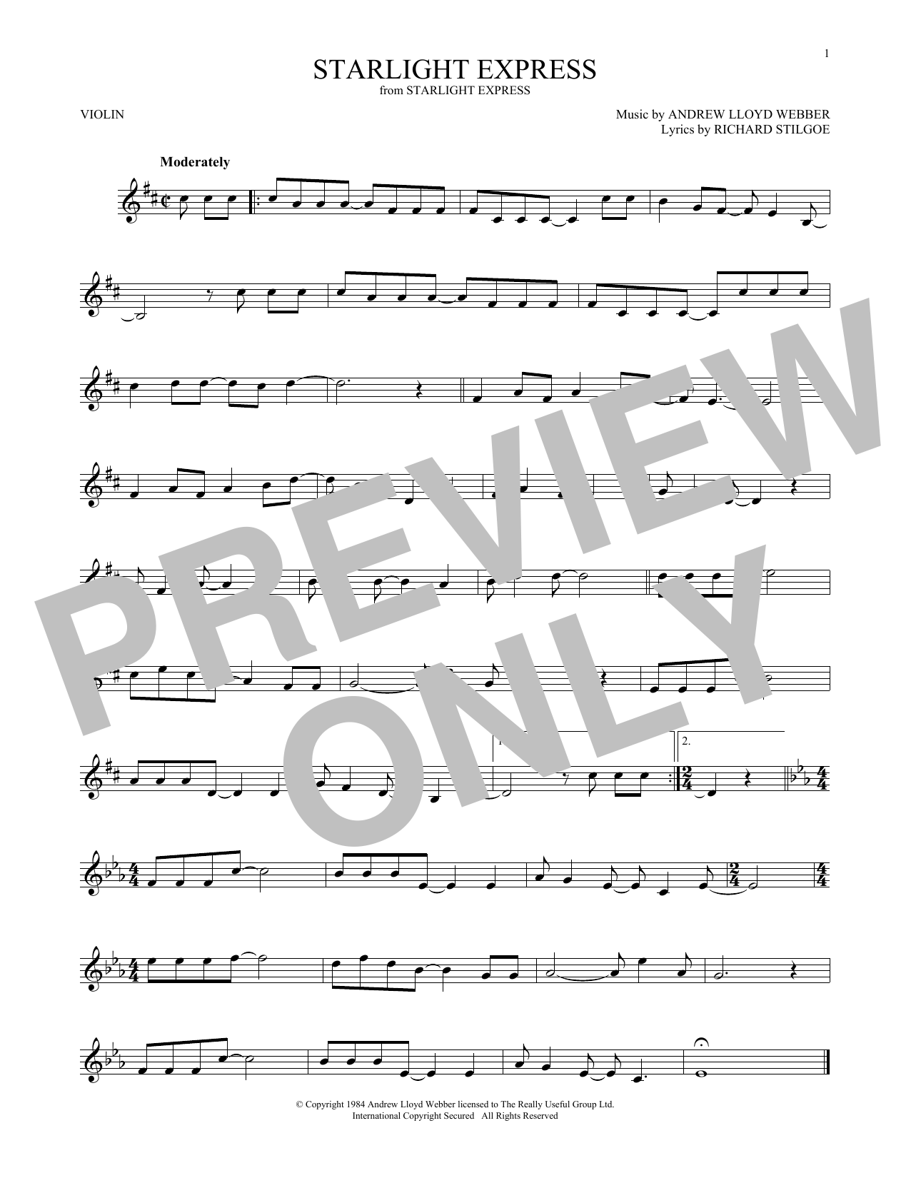 Andrew Lloyd Webber "Starlight Express" Sheet Music Notes | Download ...