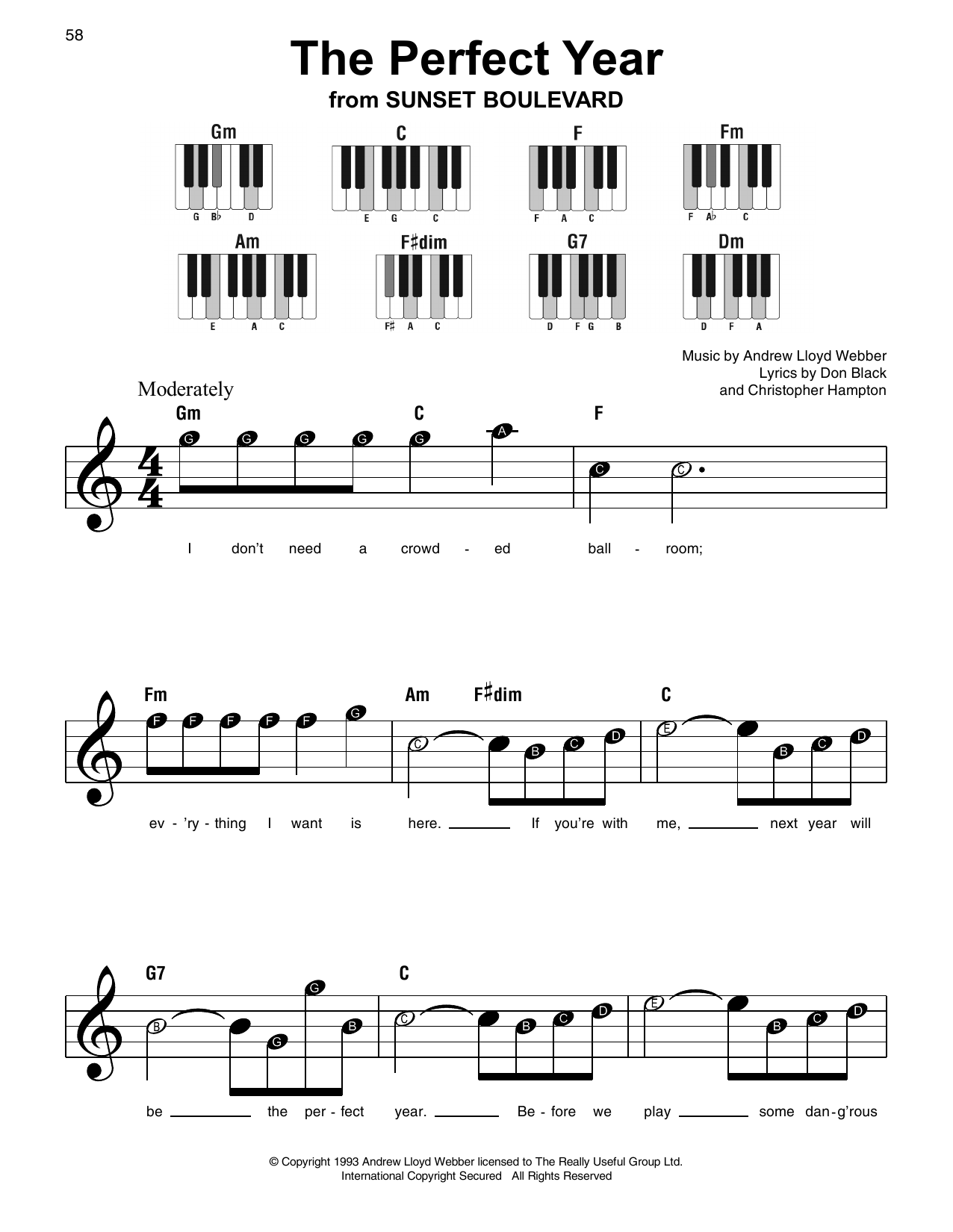 Andrew Lloyd Webber "The Perfect Year" Sheet Music Notes | Download ...