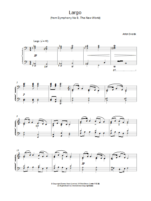 Antonin Dvorak "Largo" Sheet Music & Chords | Download 2-Page Printable ...