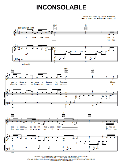 Backstreet Boys "Inconsolable" Sheet Music Notes | Download Printable ...
