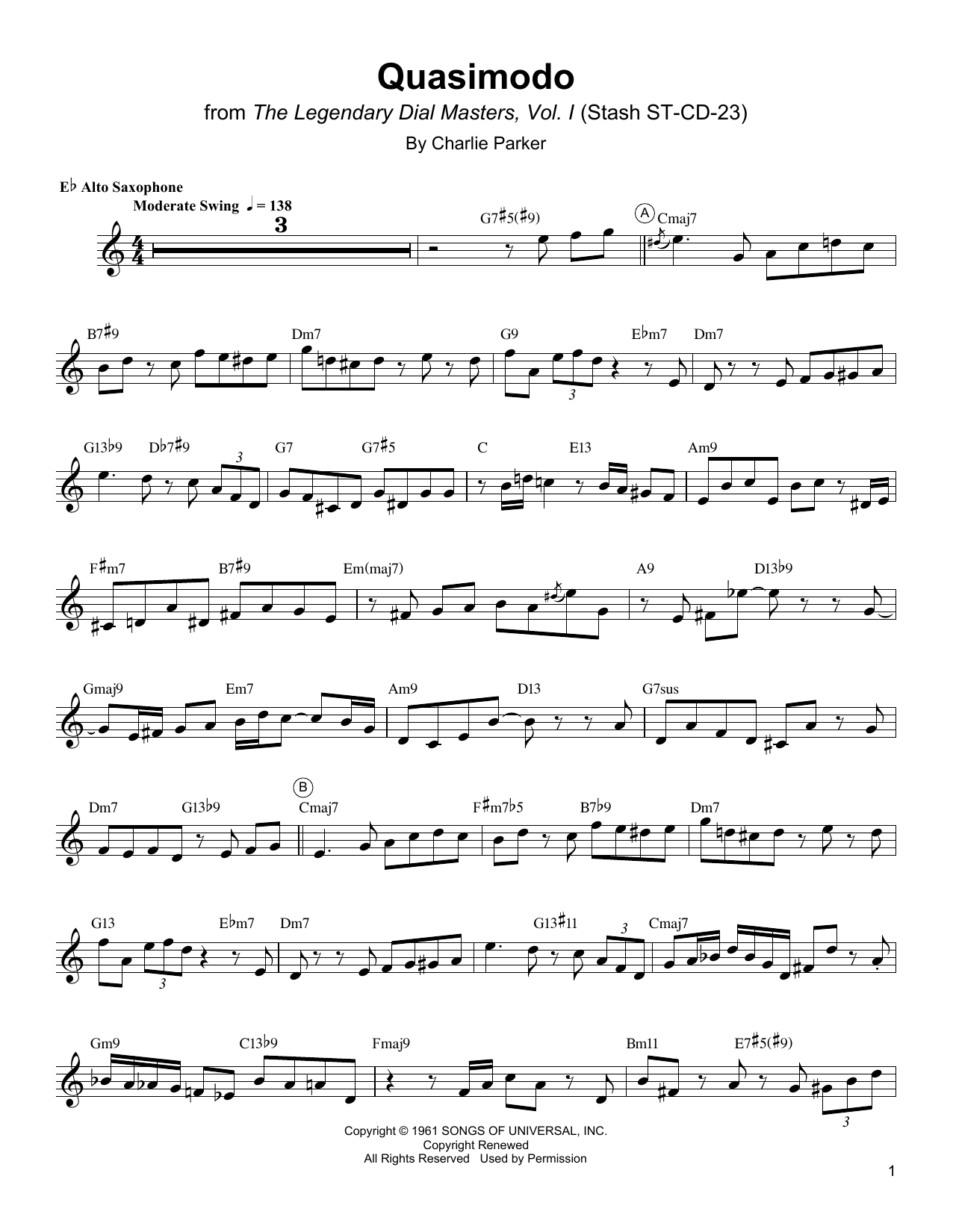 Charlie Parker "Quasimodo" Sheet Music & Chords | Download 9-Page ...