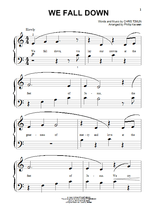 Chris Tomlin "We Fall Down" Sheet Music Notes | Download Printable PDF ...