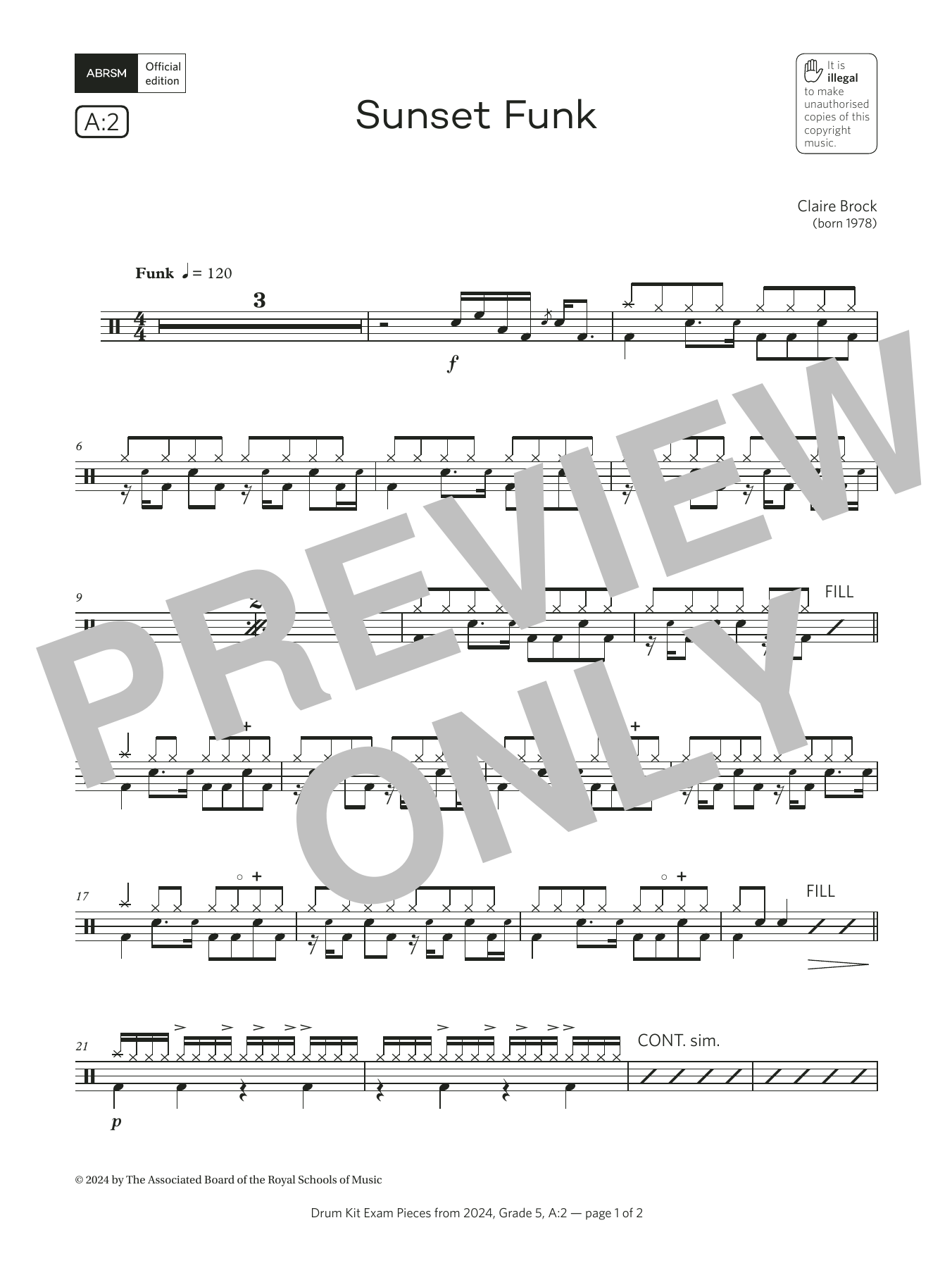 Claire Brock "Sunset Funk (Grade 5, list A2, from the ABRSM Drum Kit ...