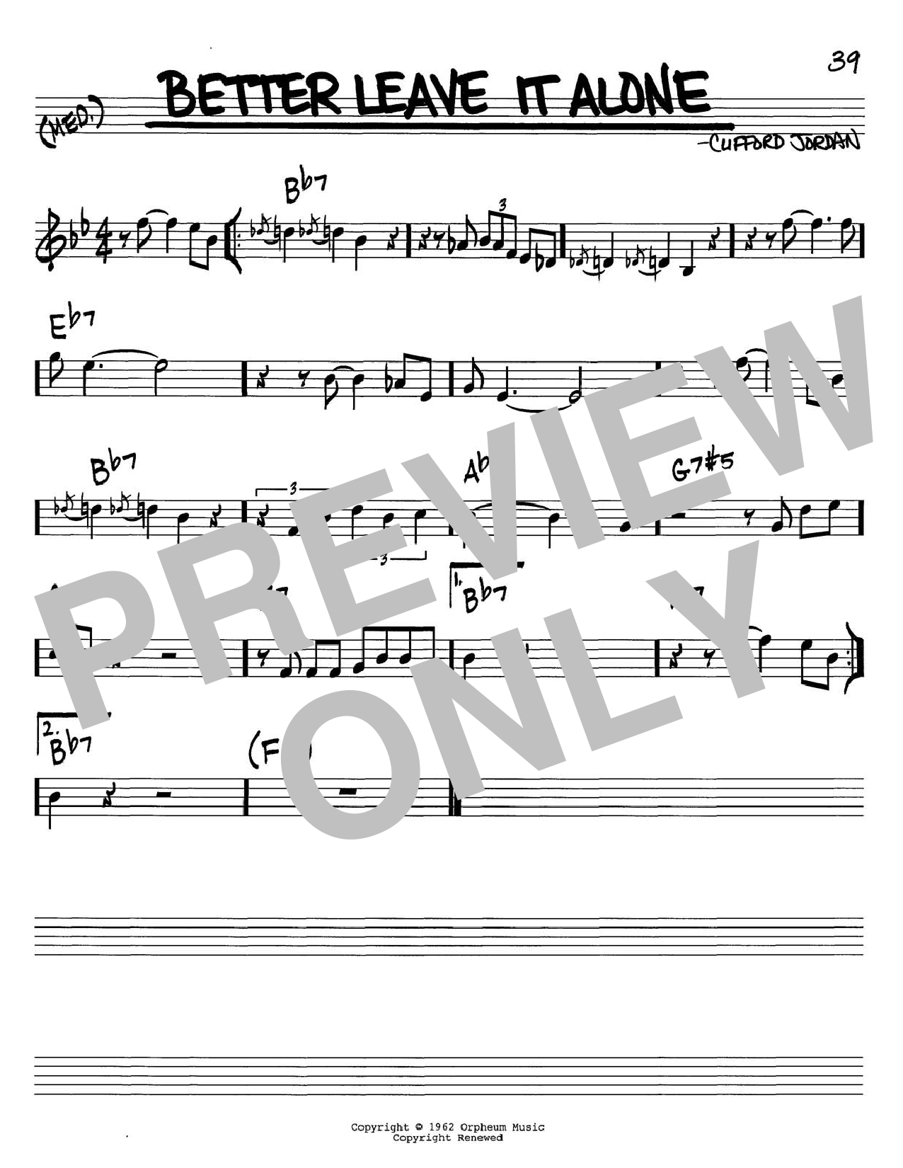 Clifford Jordan "Better Leave It Alone" Sheet Music Notes | Download ...
