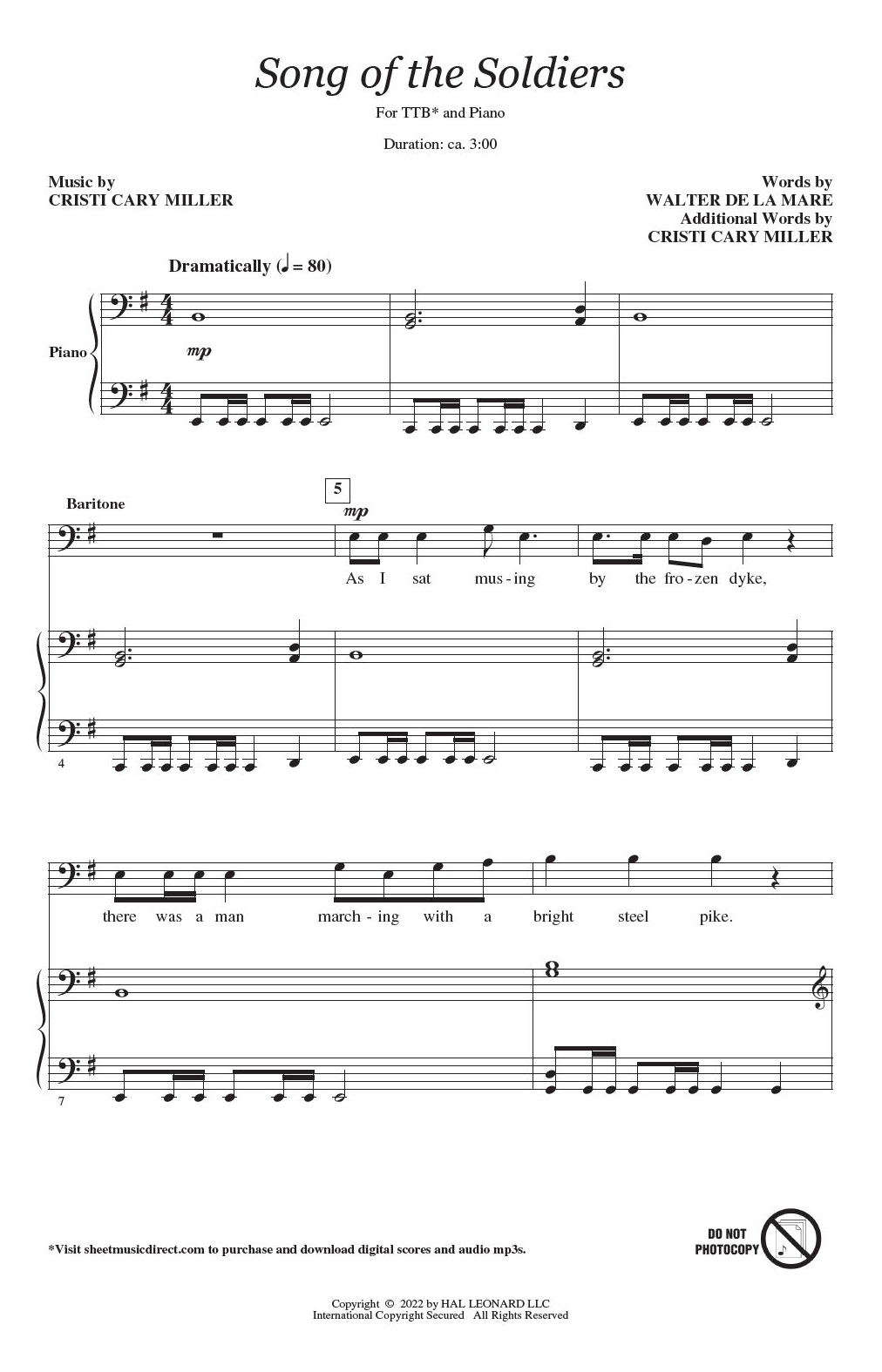 Cristi Cary Miller Song Of The Soldiers Sheet Music Notes Download