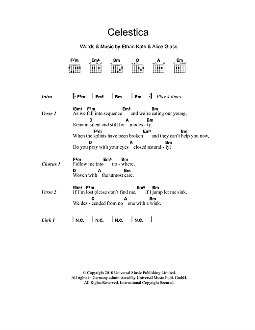 Crystal Castles "Celestica" Sheet Music Notes | Download Printable PDF ...