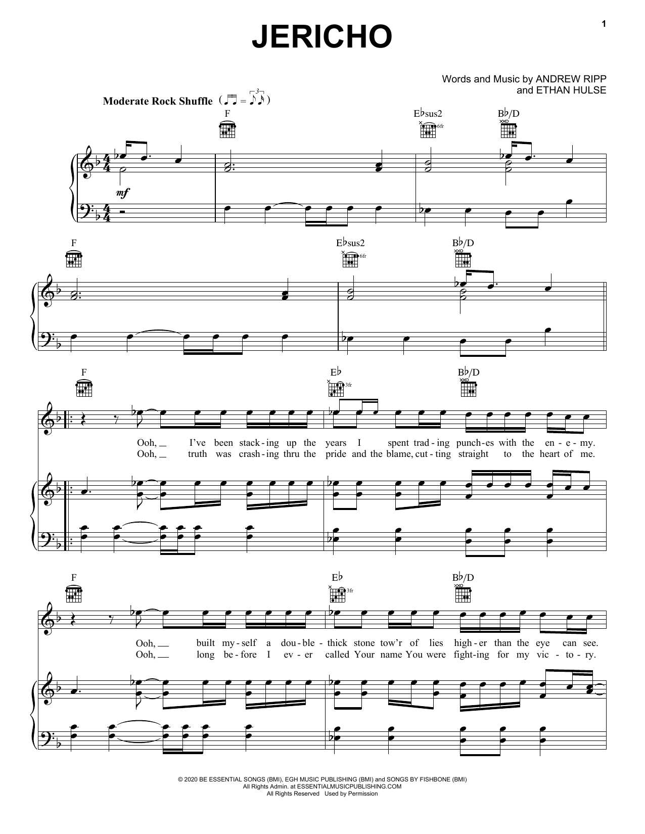 Andrew Ripp "Jericho" Sheet Music Notes | Download Printable PDF Score ...