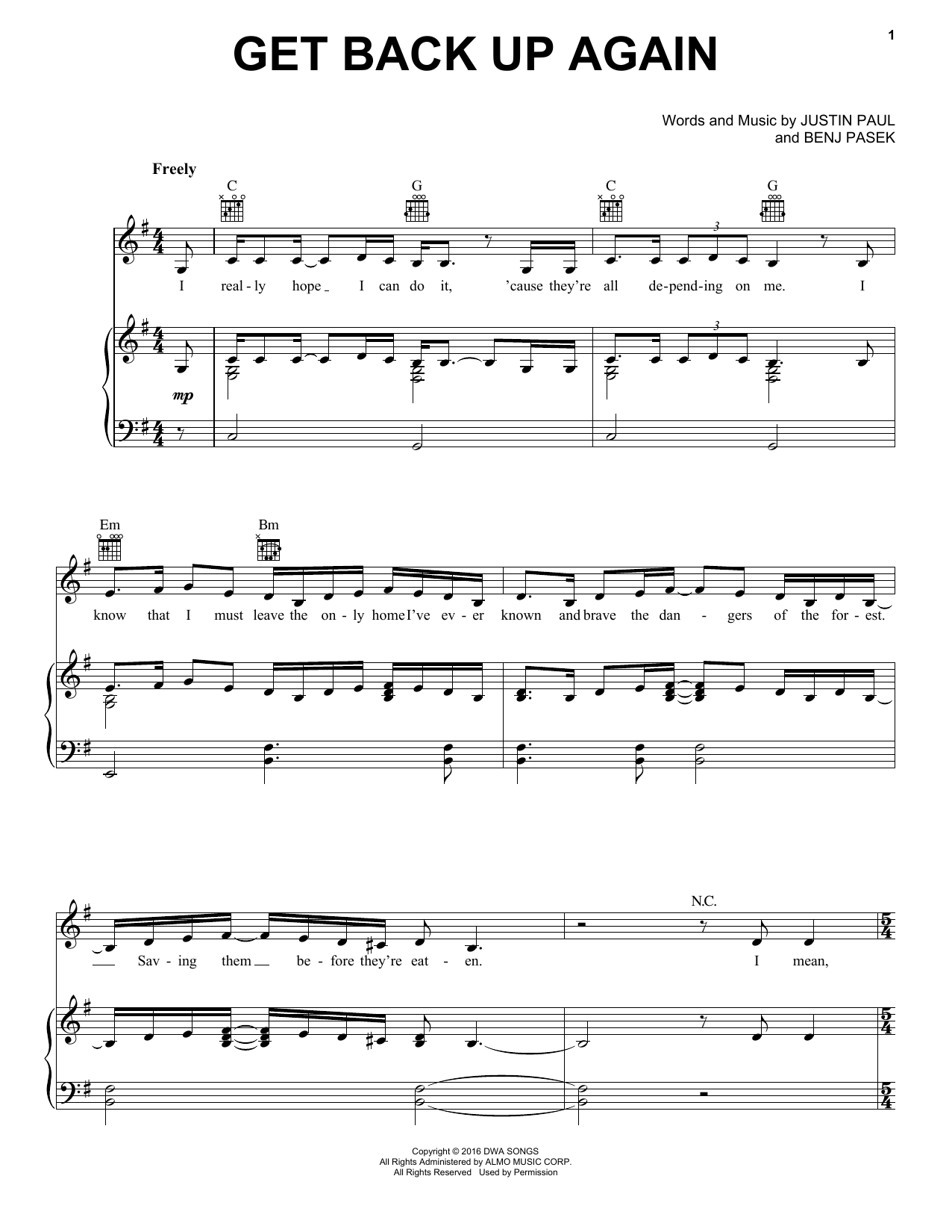 Anna Kendrick "Get Back Up Again (from Trolls)" Sheet Music Notes ...