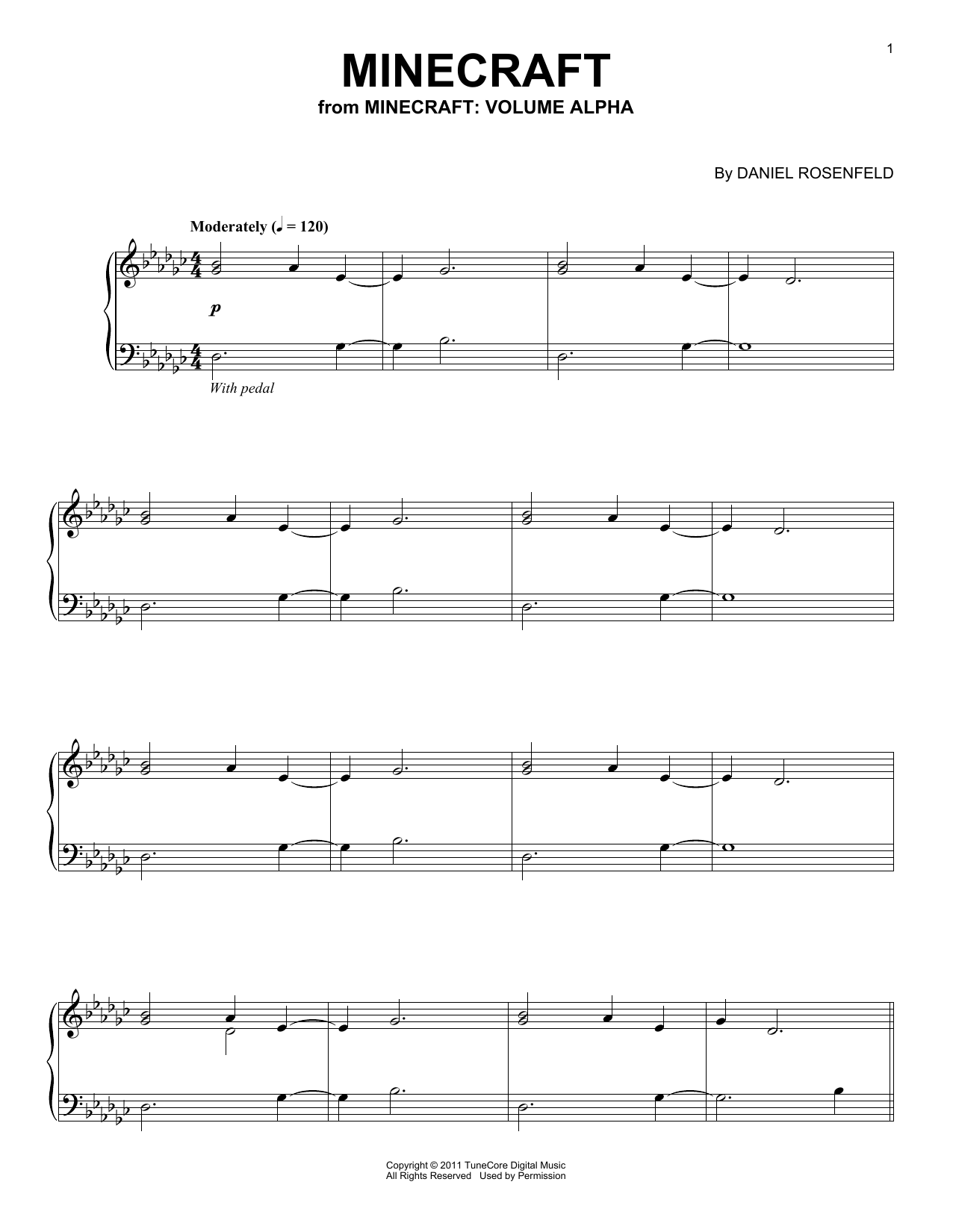 C418 "Minecraft (from Minecraft)" Sheet Music Notes | Download ...