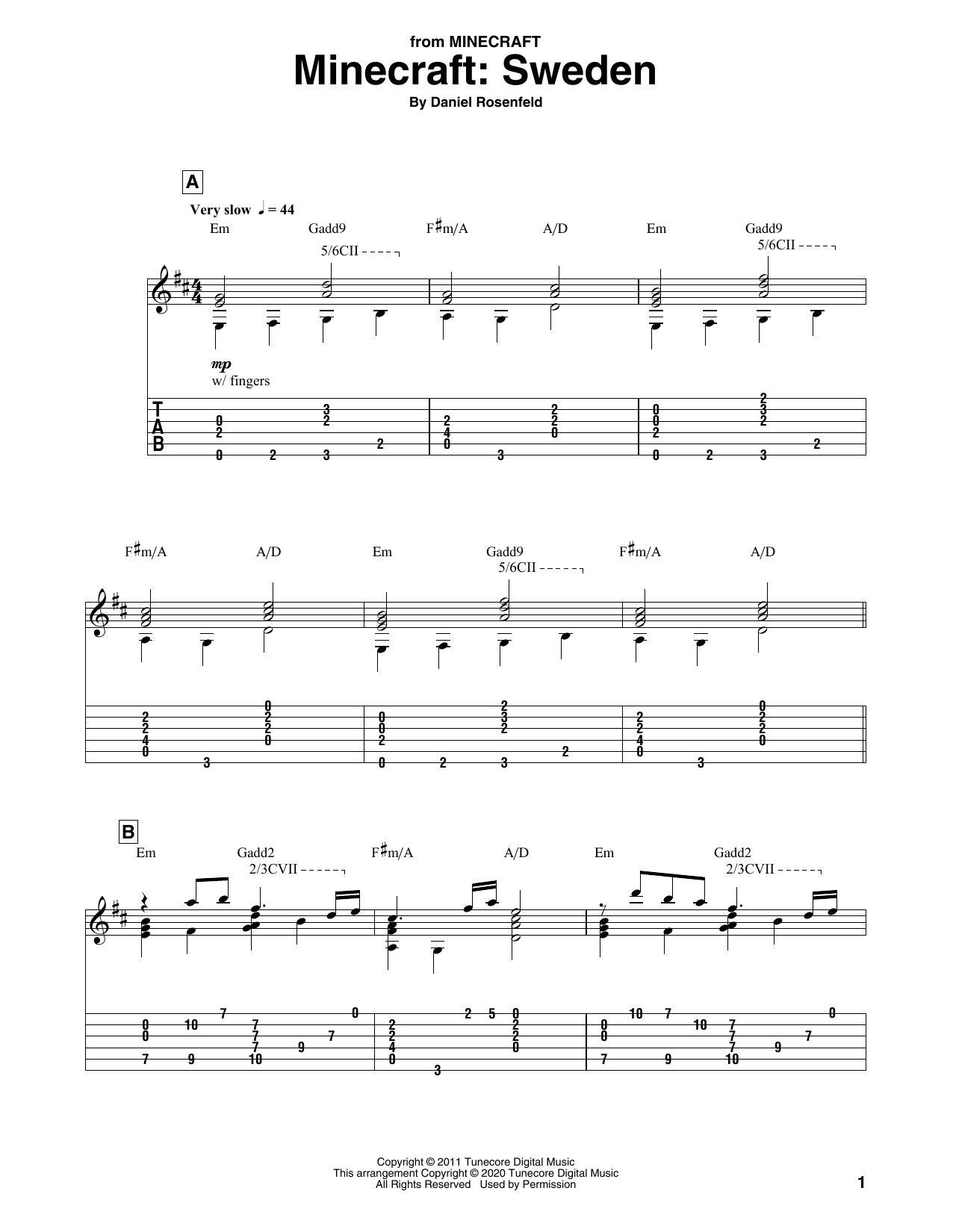C418 "Sweden (from Minecraft)" Sheet Music Notes | Download Printable ...