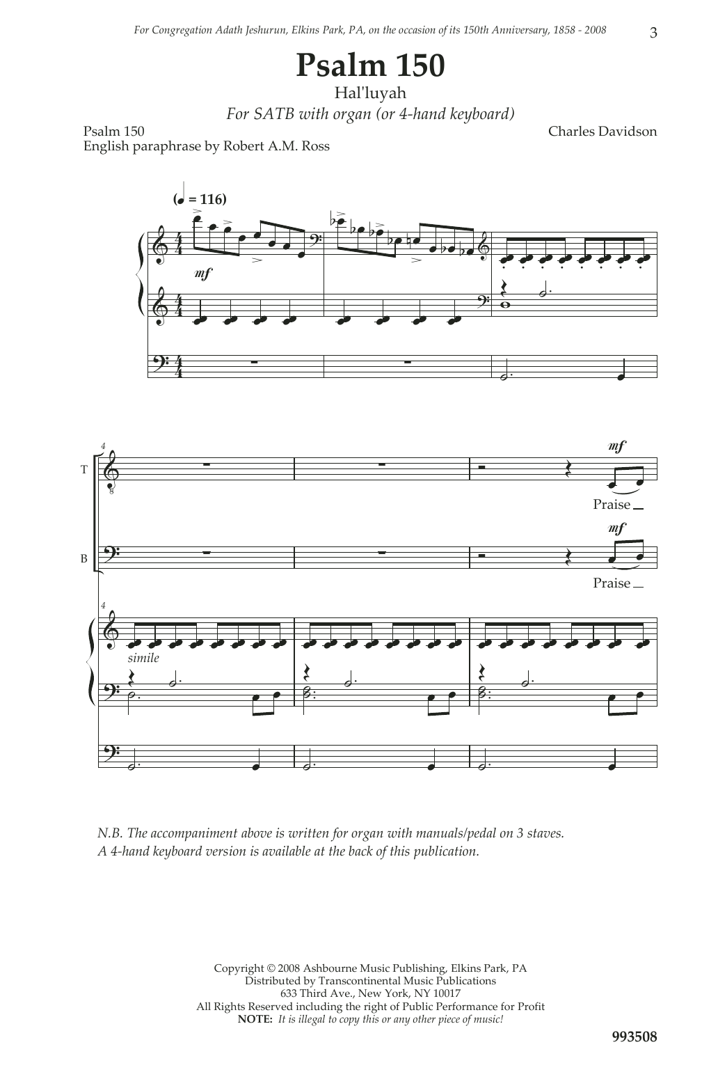 Charles Davidson "Psalm 150" Sheet Music Notes | Download Printable PDF ...