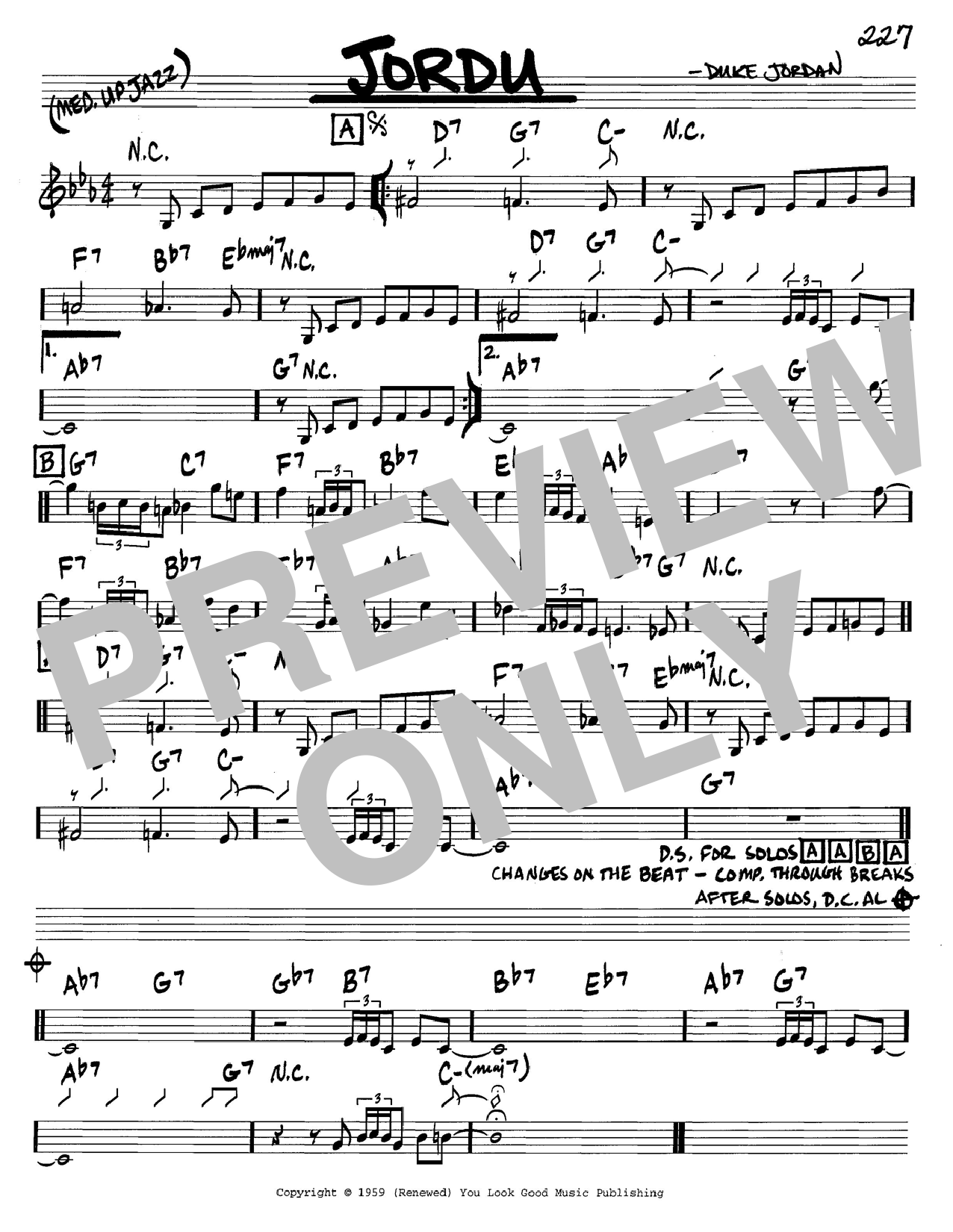 Duke Jordan "Jordu" Sheet Music Notes | Download Printable PDF Score 60036