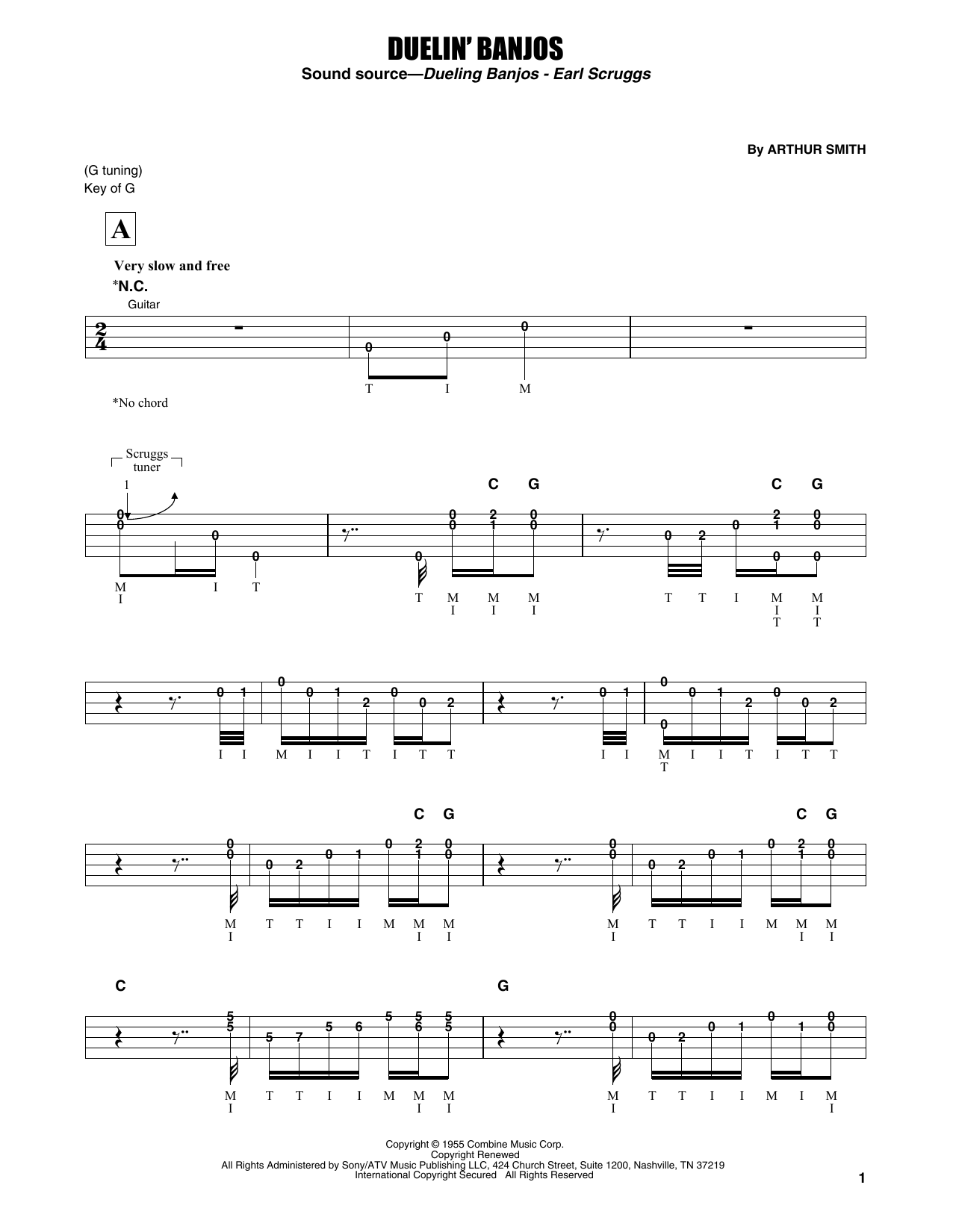Earl Scruggs "Duelin' Banjos" Sheet Music Notes | Download Printable ...