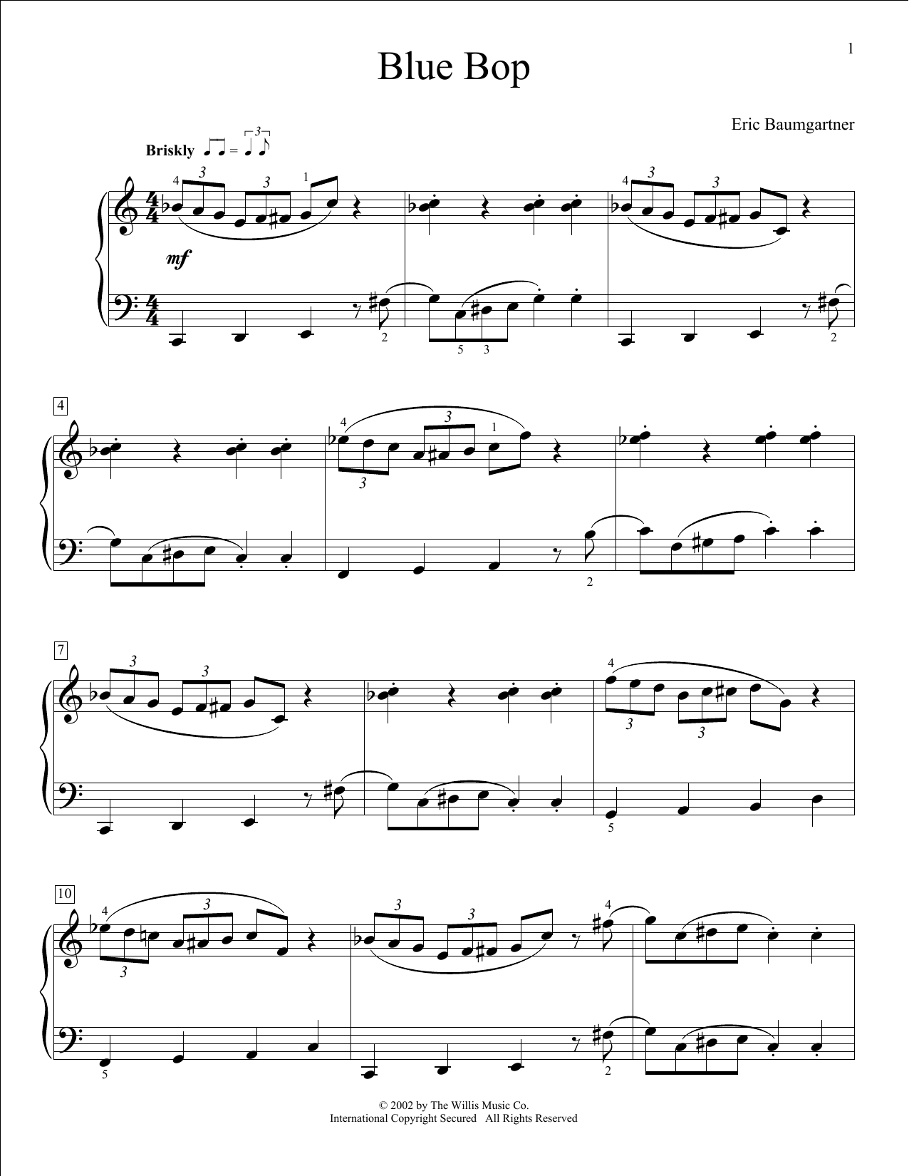 Eric Baumgartner "Blue Bop" Sheet Music Notes | Download Printable PDF ...