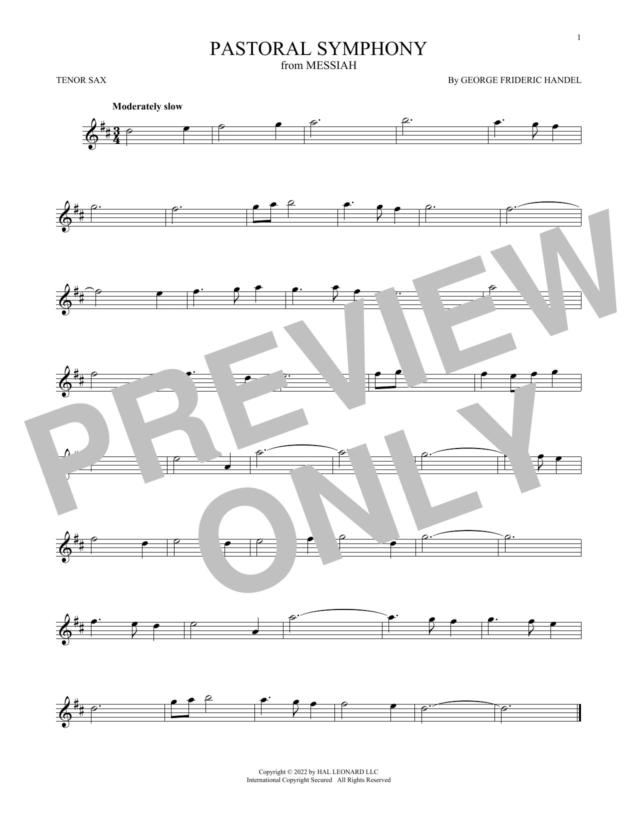 George Frideric Handel "Pastoral Symphony" Sheet Music Notes | Download ...