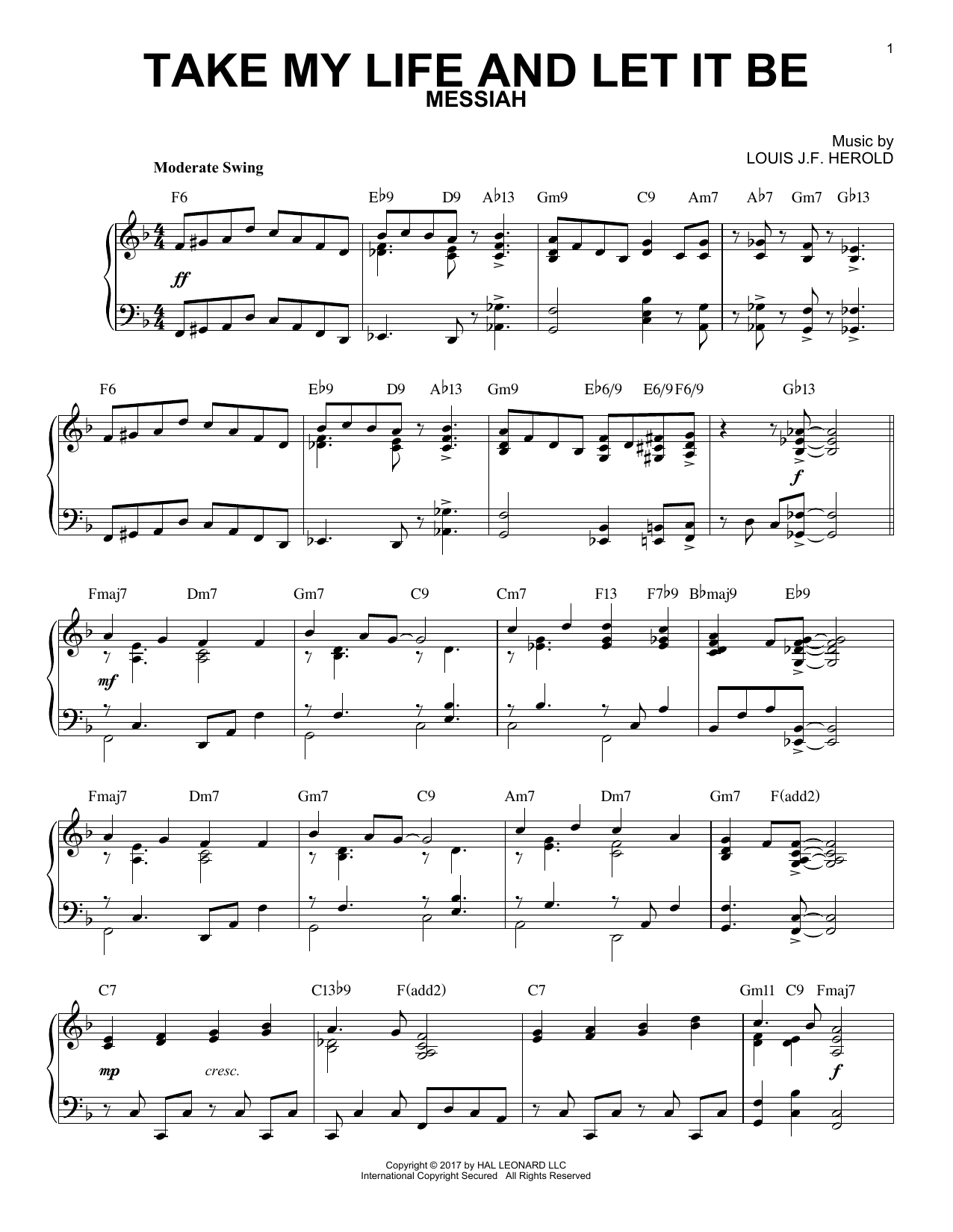 George Kingsley "Take My Life And Let It Be" Sheet Music Notes, Chords ...