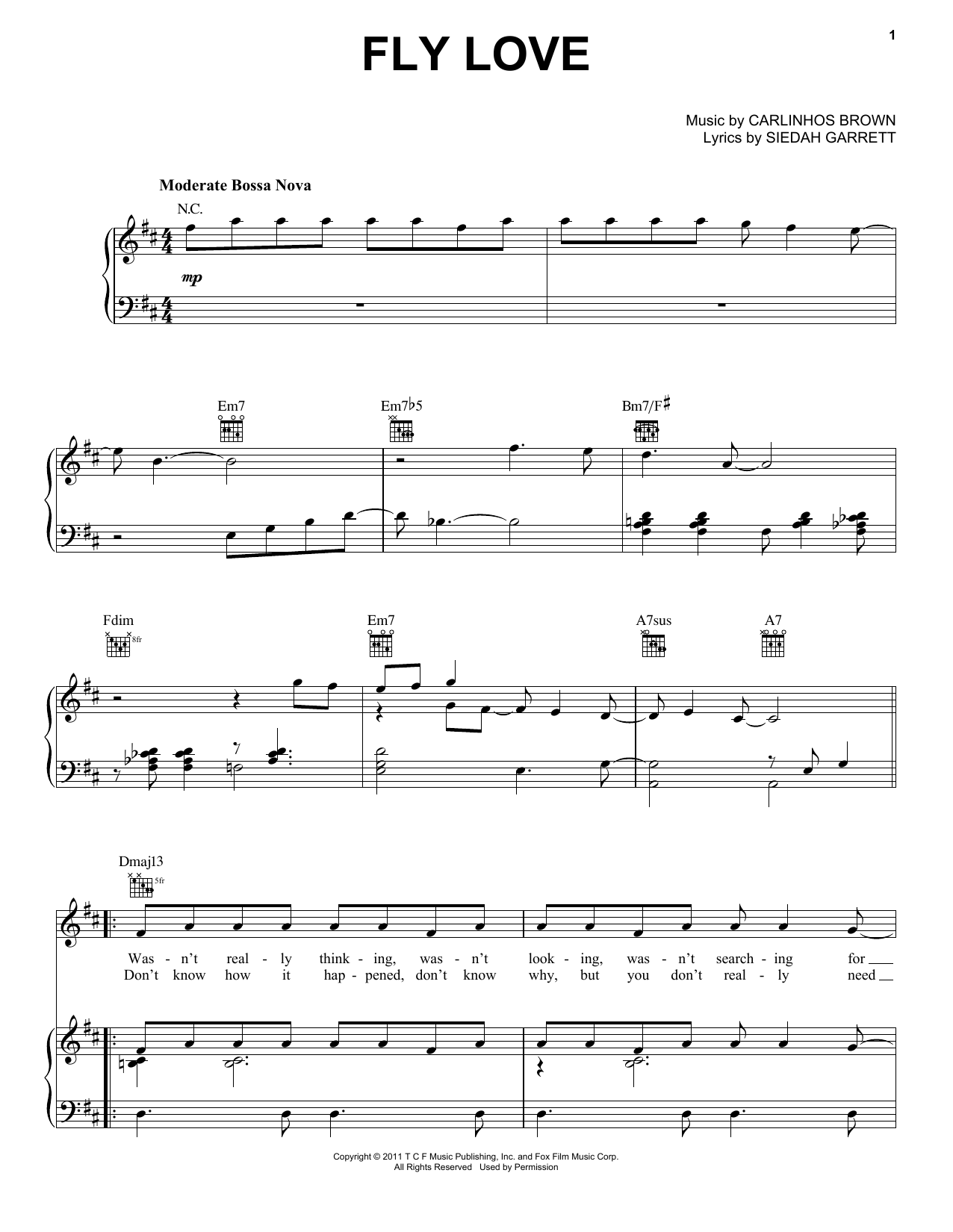 Jamie Foxx "Fly Love" Sheet Music Notes | Download Printable PDF Score ...