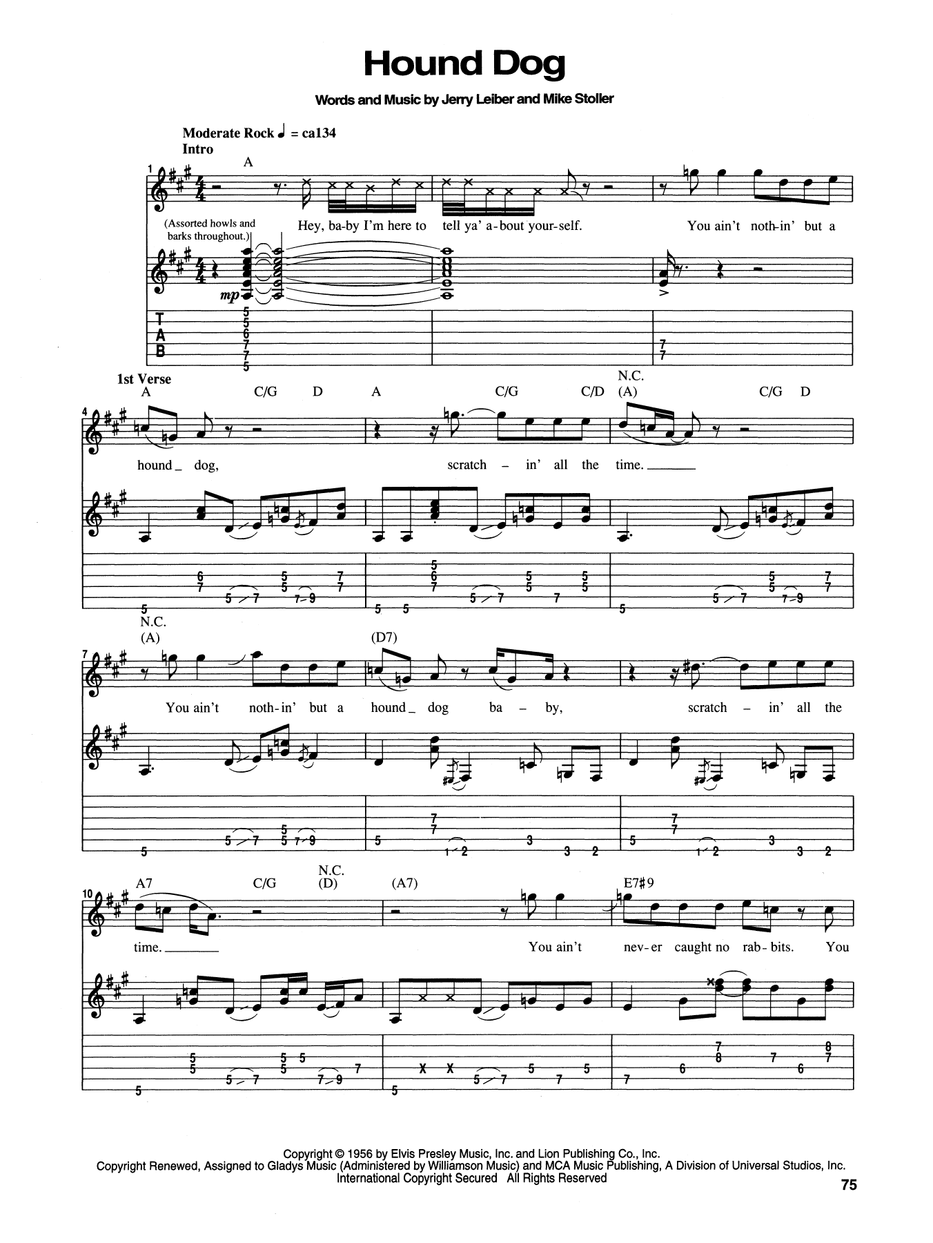 Jimi Hendrix "Hound Dog" Sheet Music Notes | Download Printable PDF ...