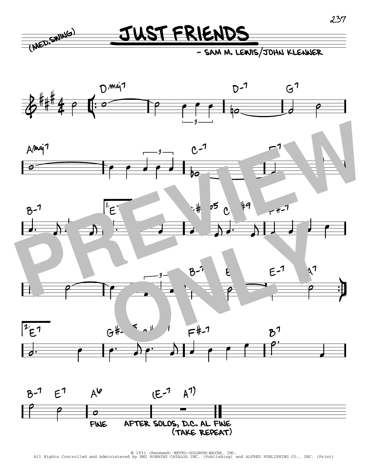 John Klenner and Sam M. Lewis "Just Friends" Sheet Music Notes ...