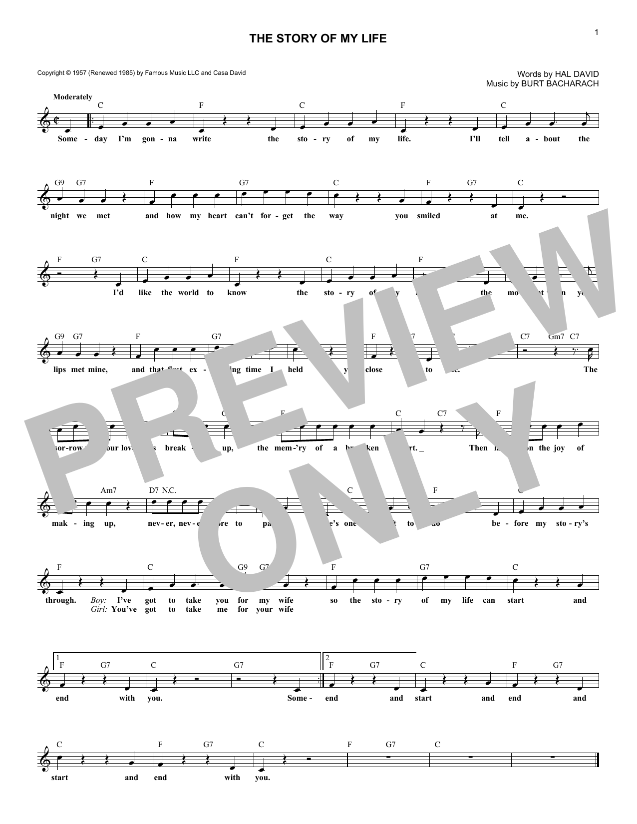 Marty Robbins "The Story Of My Life" Sheet Music Notes | Download ...