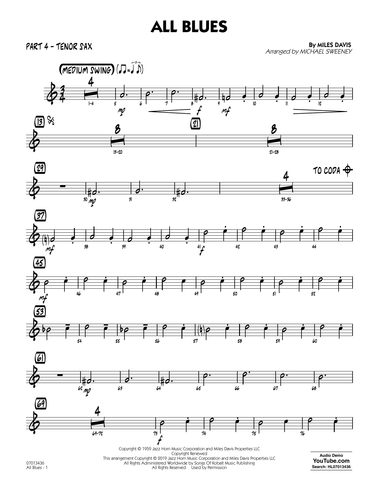 Miles Davis Four Sheet Bb