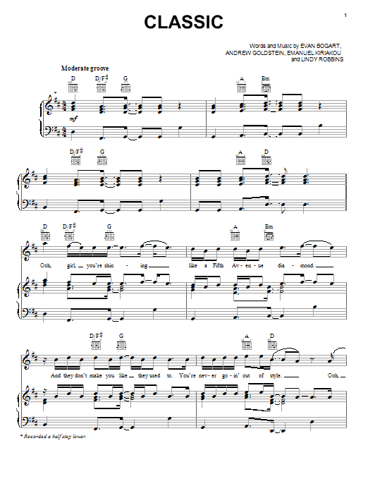 MKTO "Classic" Sheet Music Notes, Chords | Piano, Vocal & Guitar ...