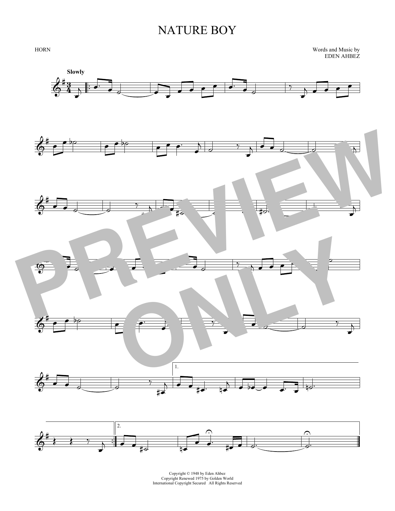 Nat King Cole "Nature Boy" Sheet Music Notes | Download Printable PDF ...
