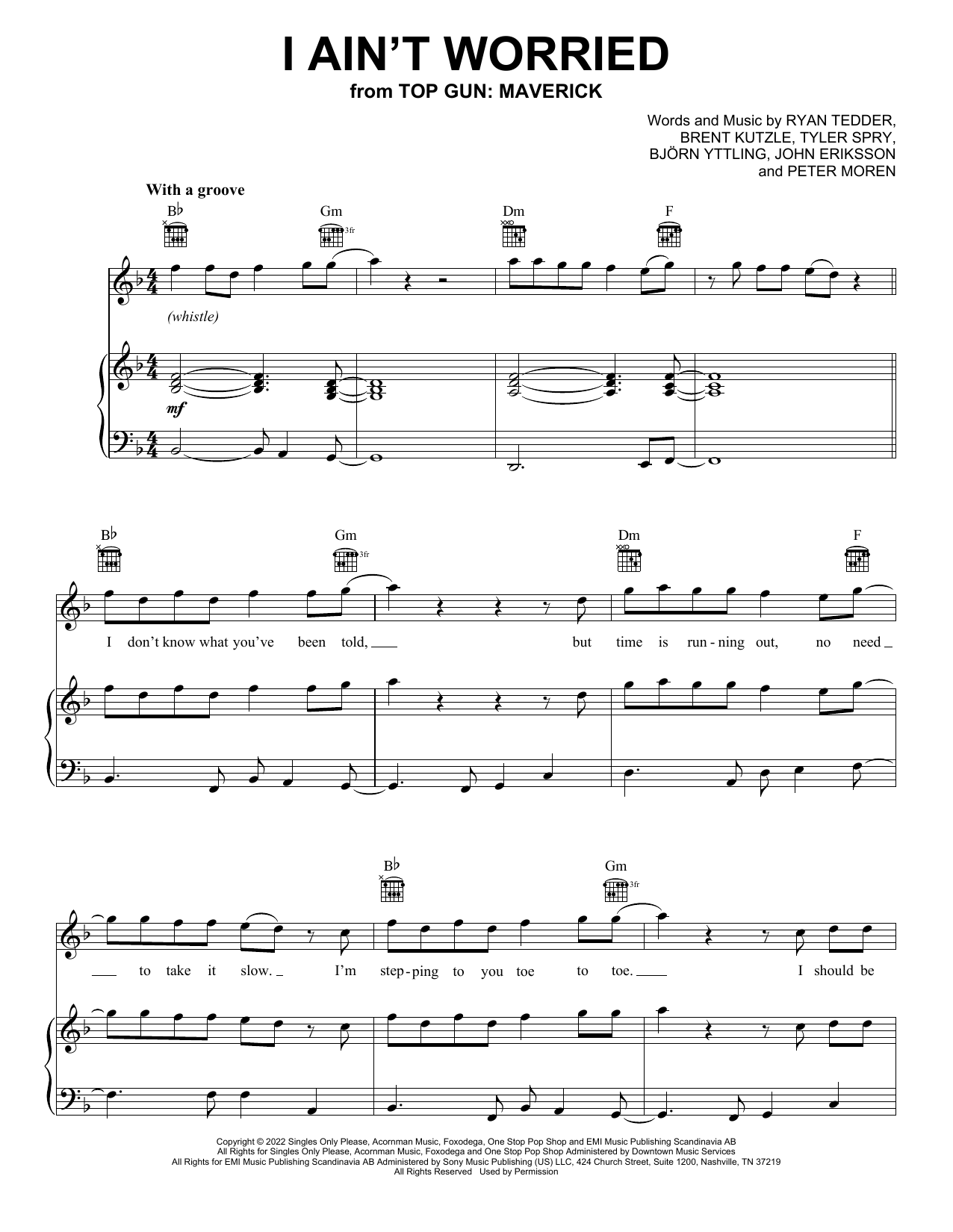 OneRepublic I Ain t Worried from Top Gun Maverick Sheet Music