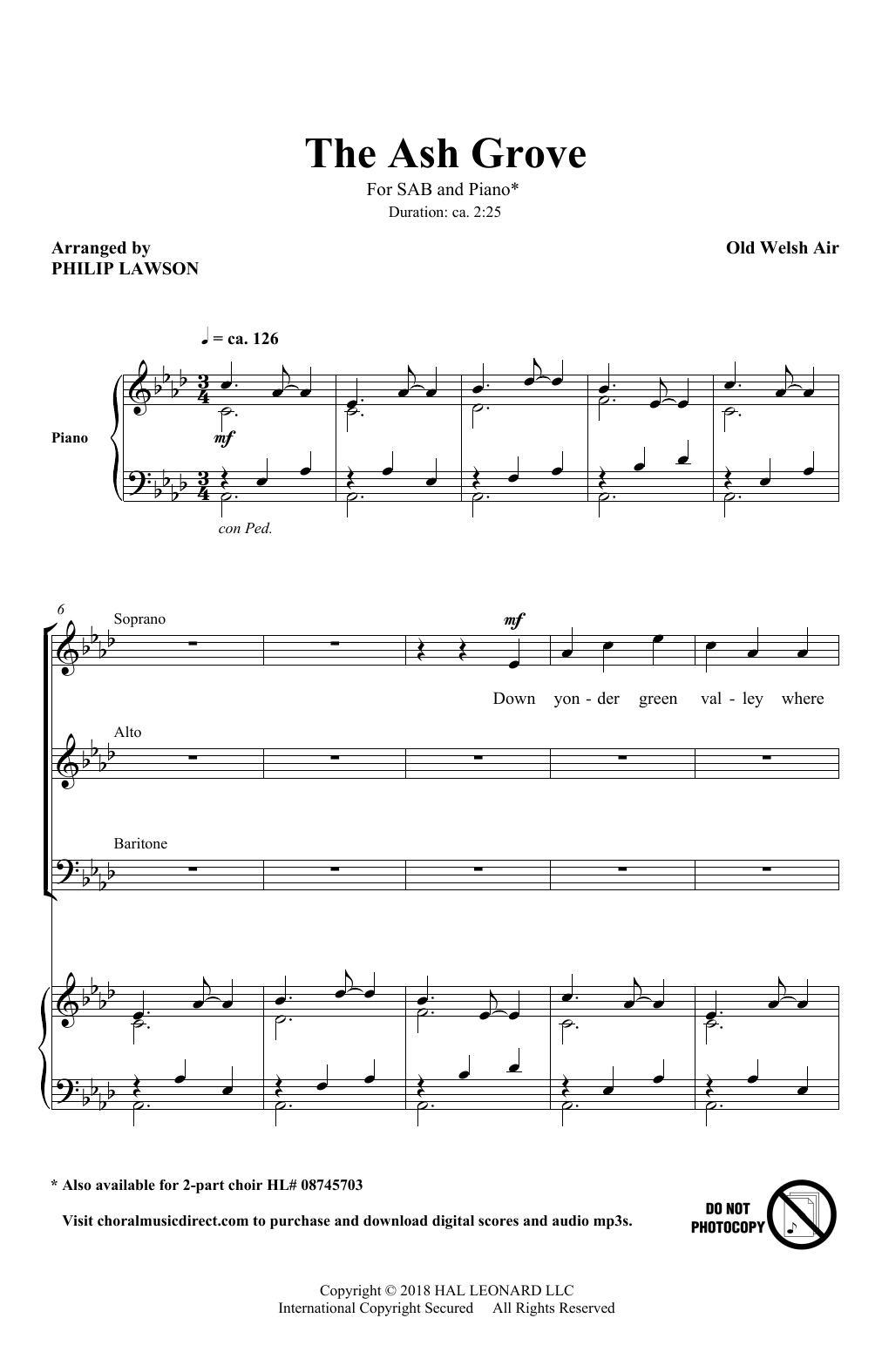 Philip Lawson "The Ash Grove" Sheet Music Notes | Download Printable ...