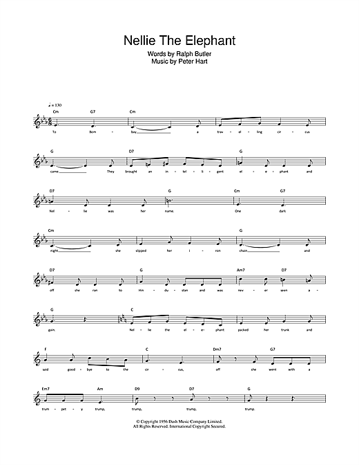 Ralph Butler "Nellie The Elephant" Sheet Music Notes | Download ...