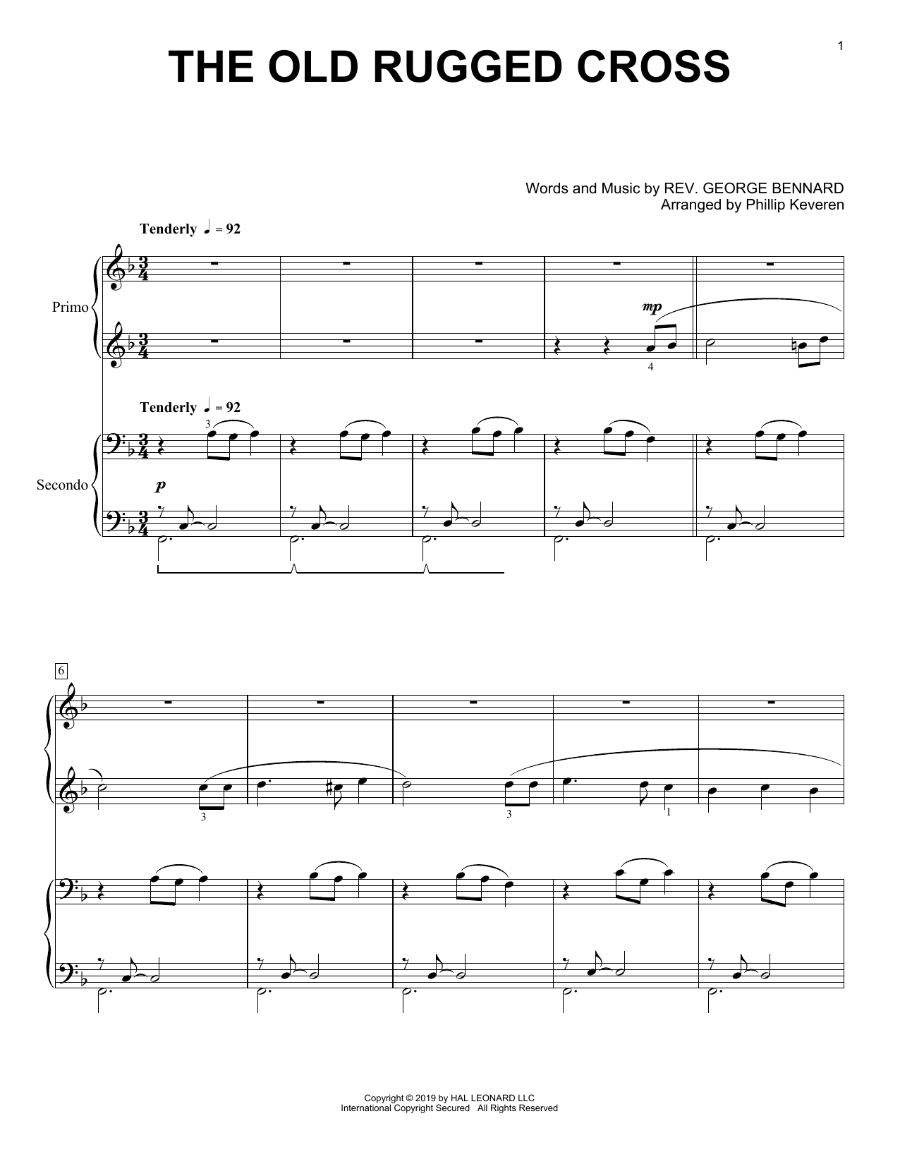 Rev. George Bennard "The Old Rugged Cross (arr. Phillip Keveren)" Sheet ...