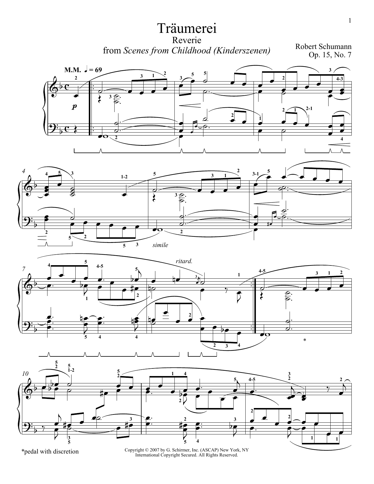 Robert Schumann "Traumerei" Sheet Music Notes | Download Printable PDF ...