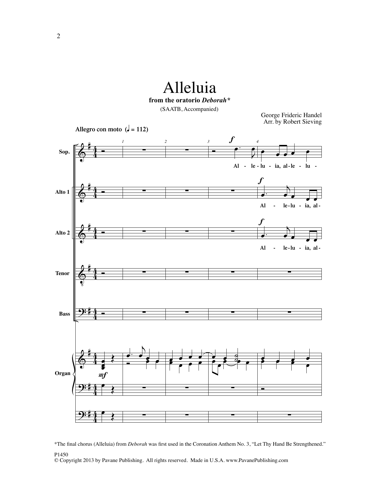 Robert Sieving "Alleluia" Sheet Music Notes | Download Printable PDF ...