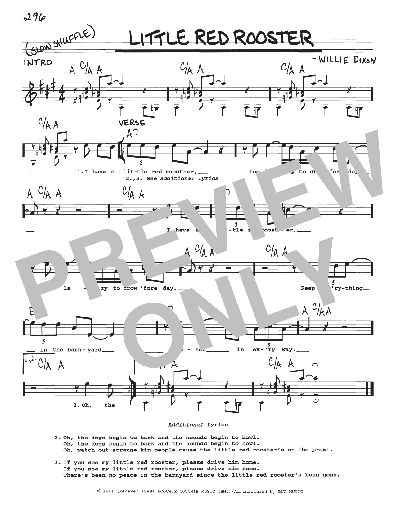Sam Cooke "Little Red Rooster" Sheet Music Notes | Download Printable ...