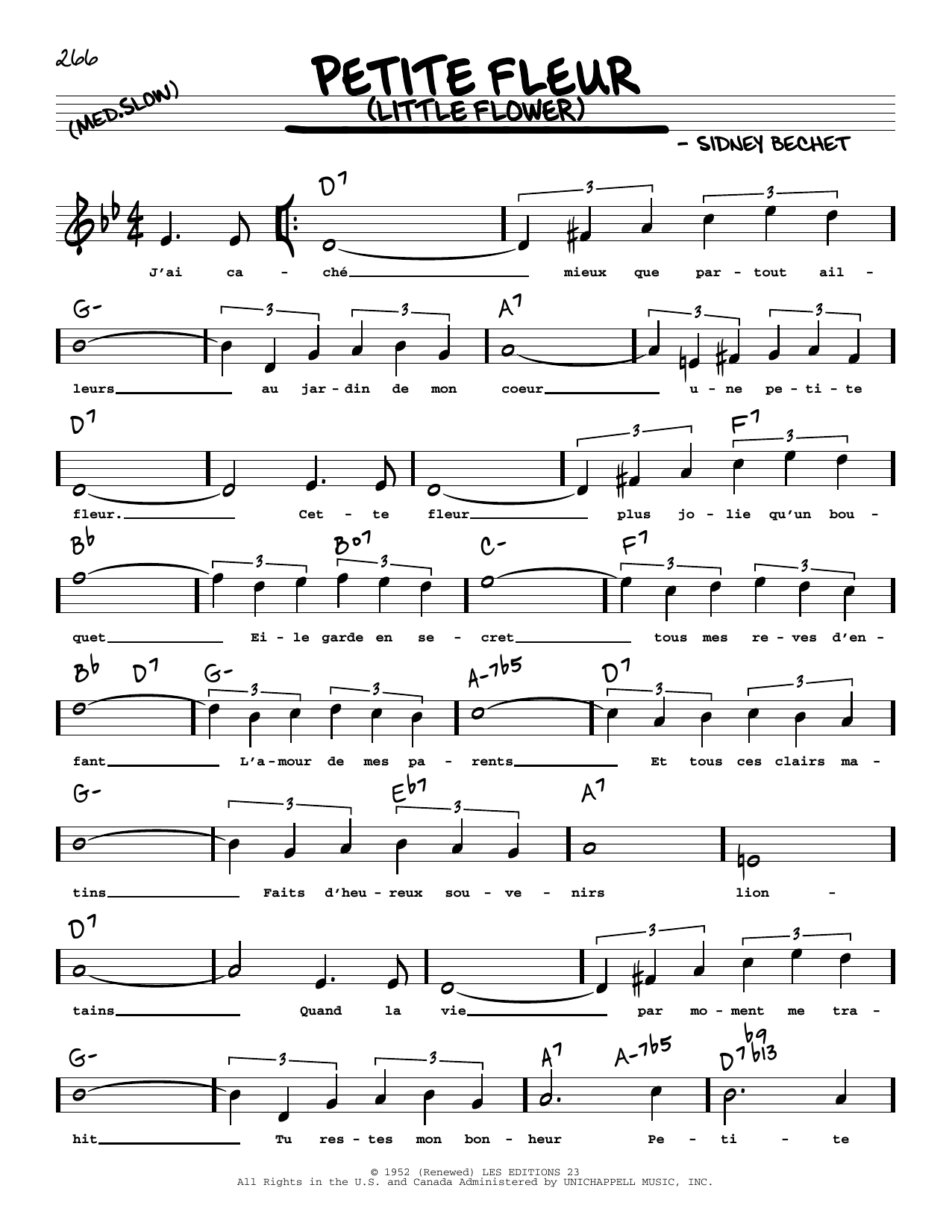 Sidney Bechet "Petite Fleur (arr. Robert Rawlins)" Sheet Music Notes ...