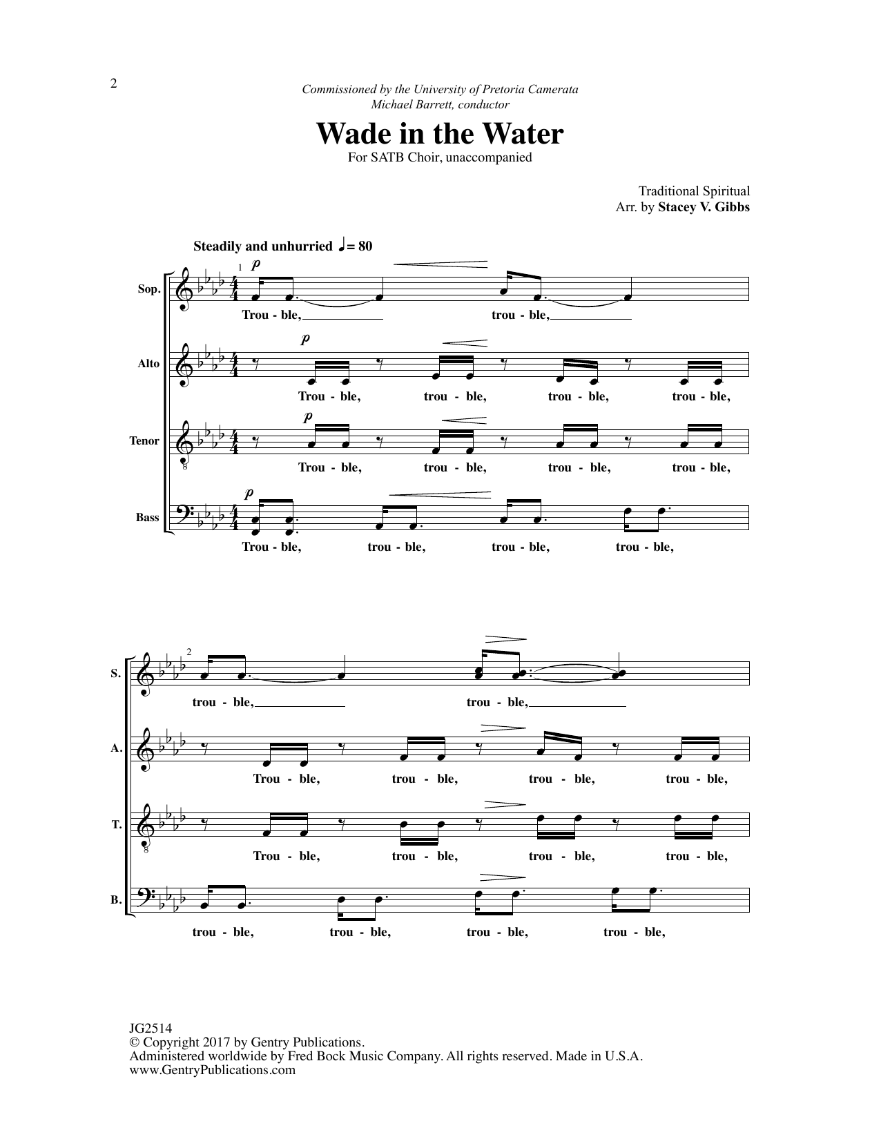 Stacey V. Gibbs "Wade in the Water" Sheet Music Notes | Download ...