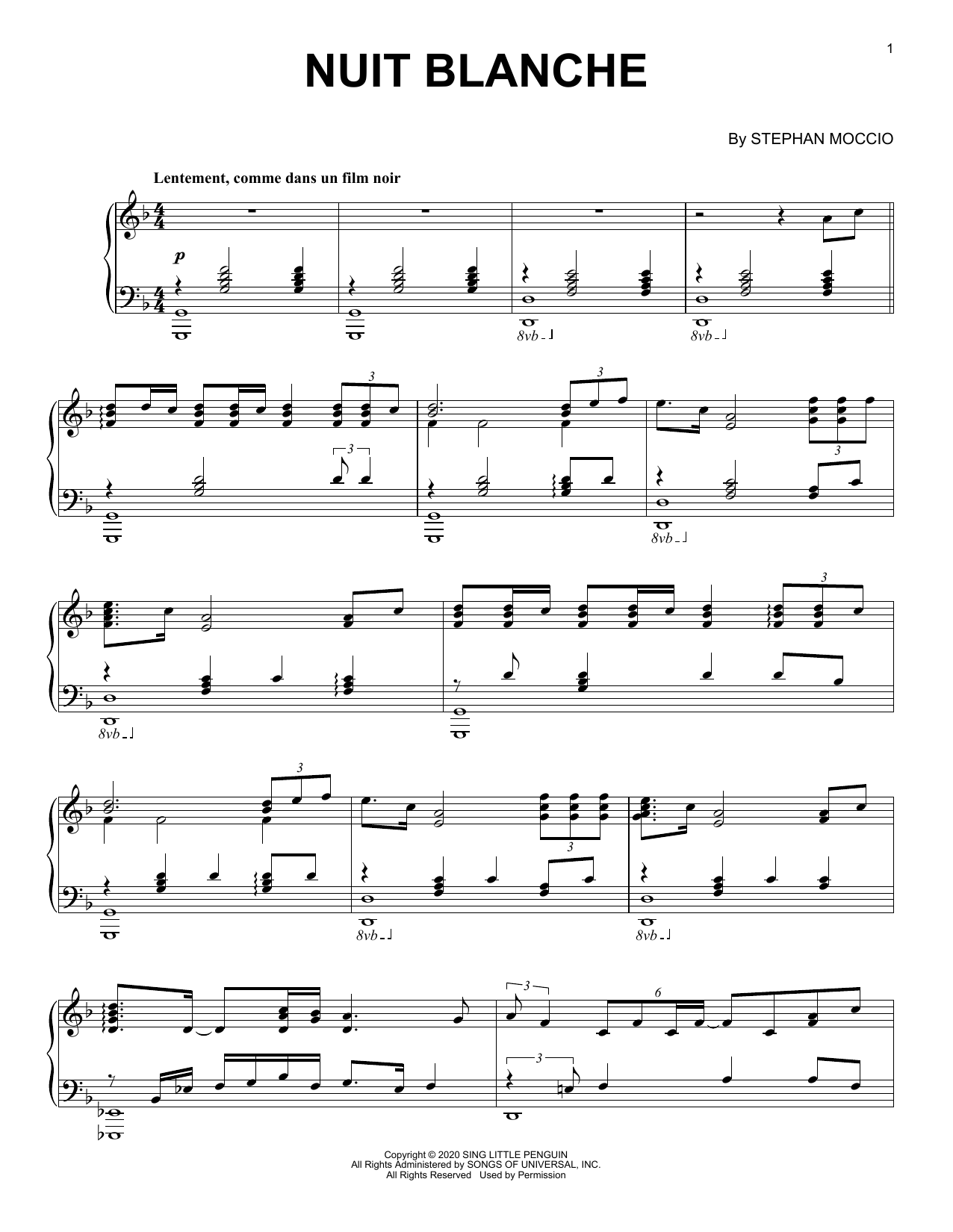Stephan Moccio "Nuit Blanche" Sheet Music Notes | Download Printable ...
