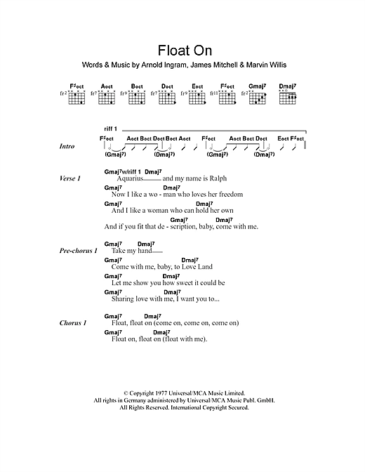 The Floaters "Float On" Sheet Music Notes | Download Printable PDF ...