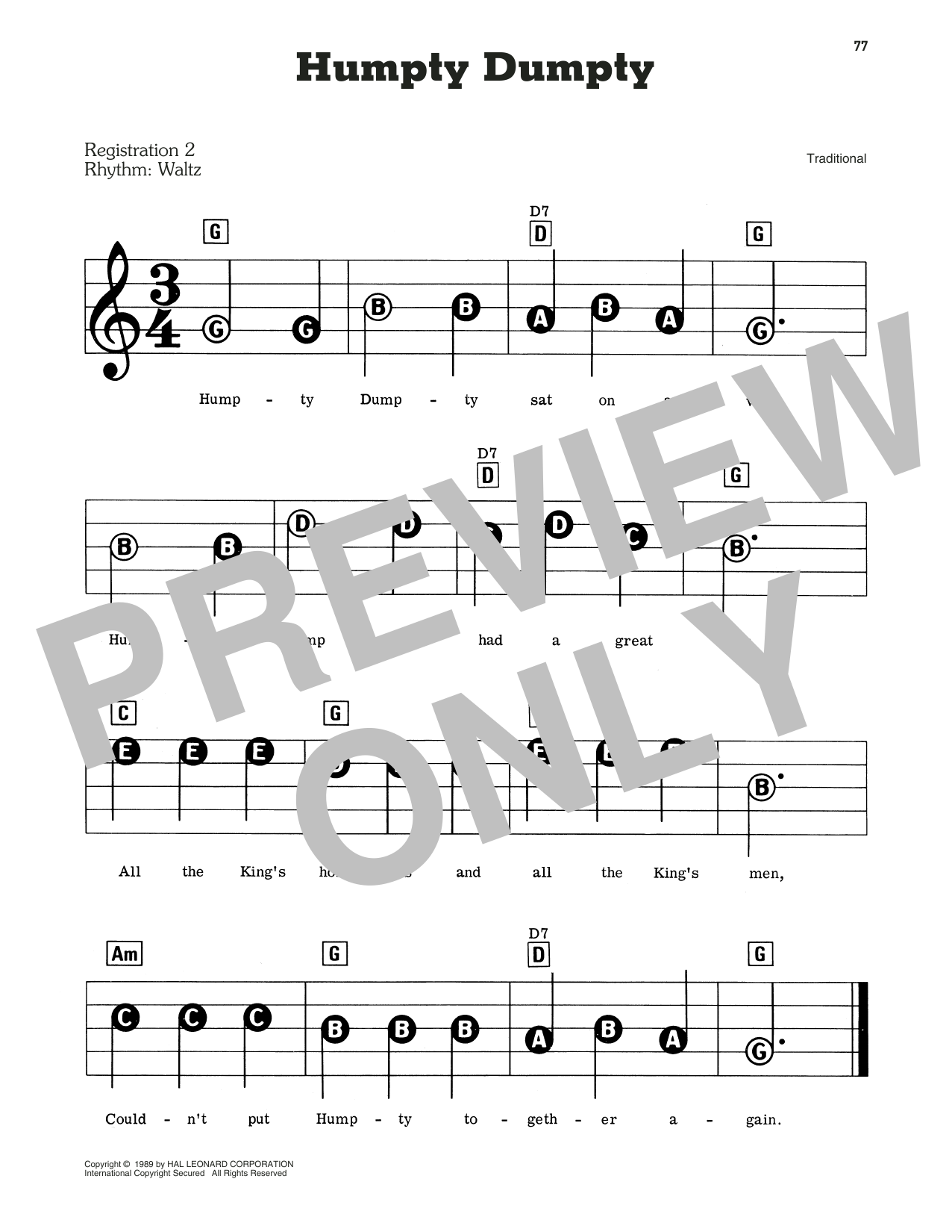 Traditional "Humpty Dumpty" Sheet Music Notes | Download Printable PDF ...