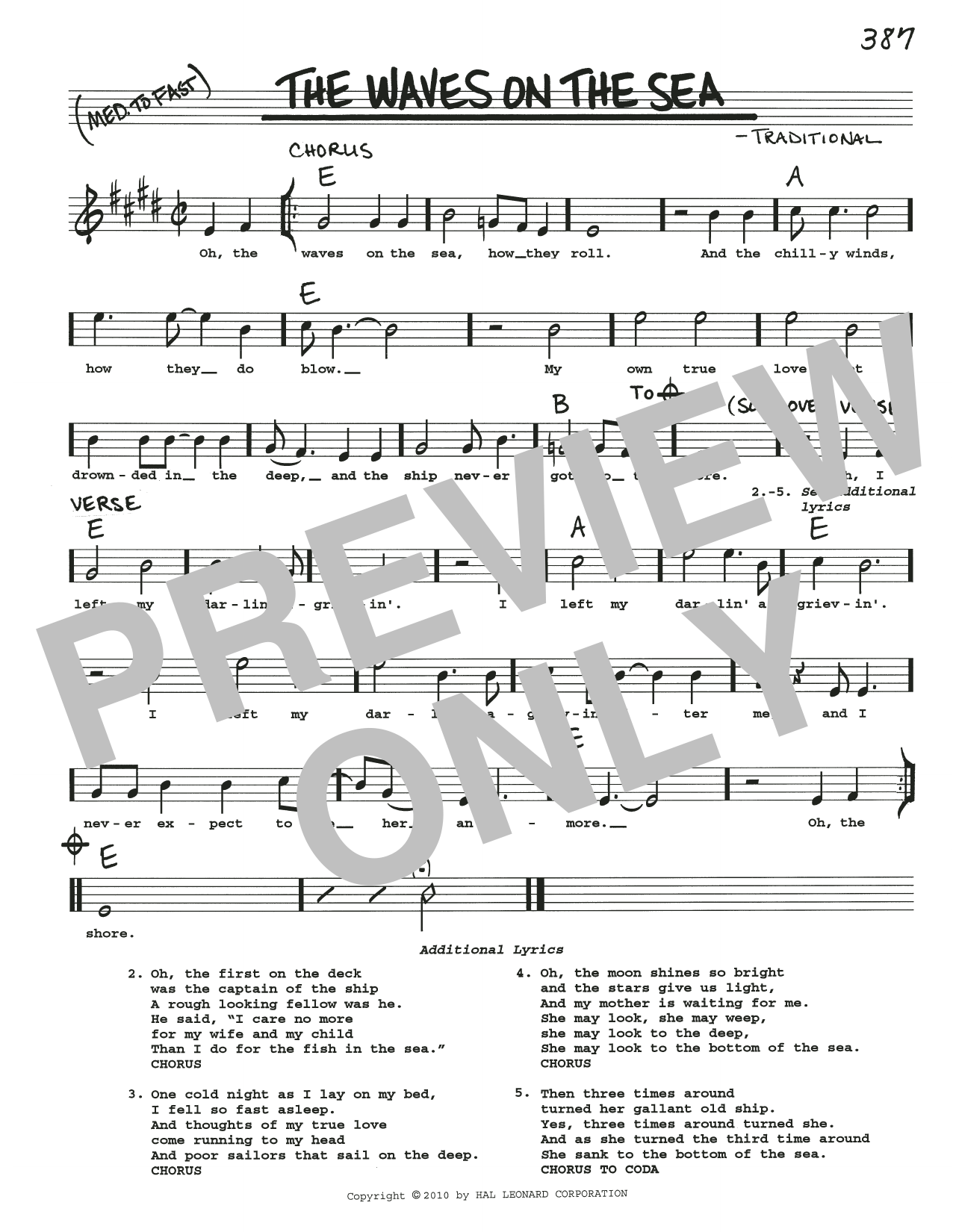 Traditional "The Waves On The Sea" Sheet Music Notes | Download ...