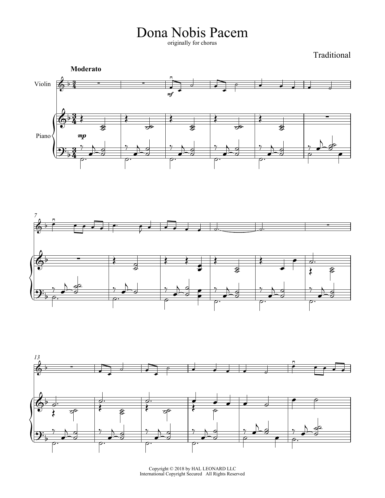 Traditional Canon "Dona Nobis Pacem" Sheet Music Notes | Download ...