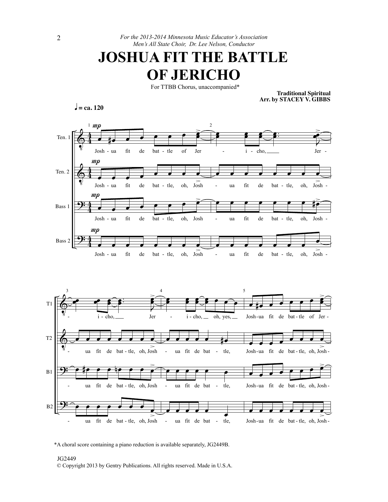 Traditional Spiritual "Joshua Fit The Battle Of Jericho (arr. Stacey V ...