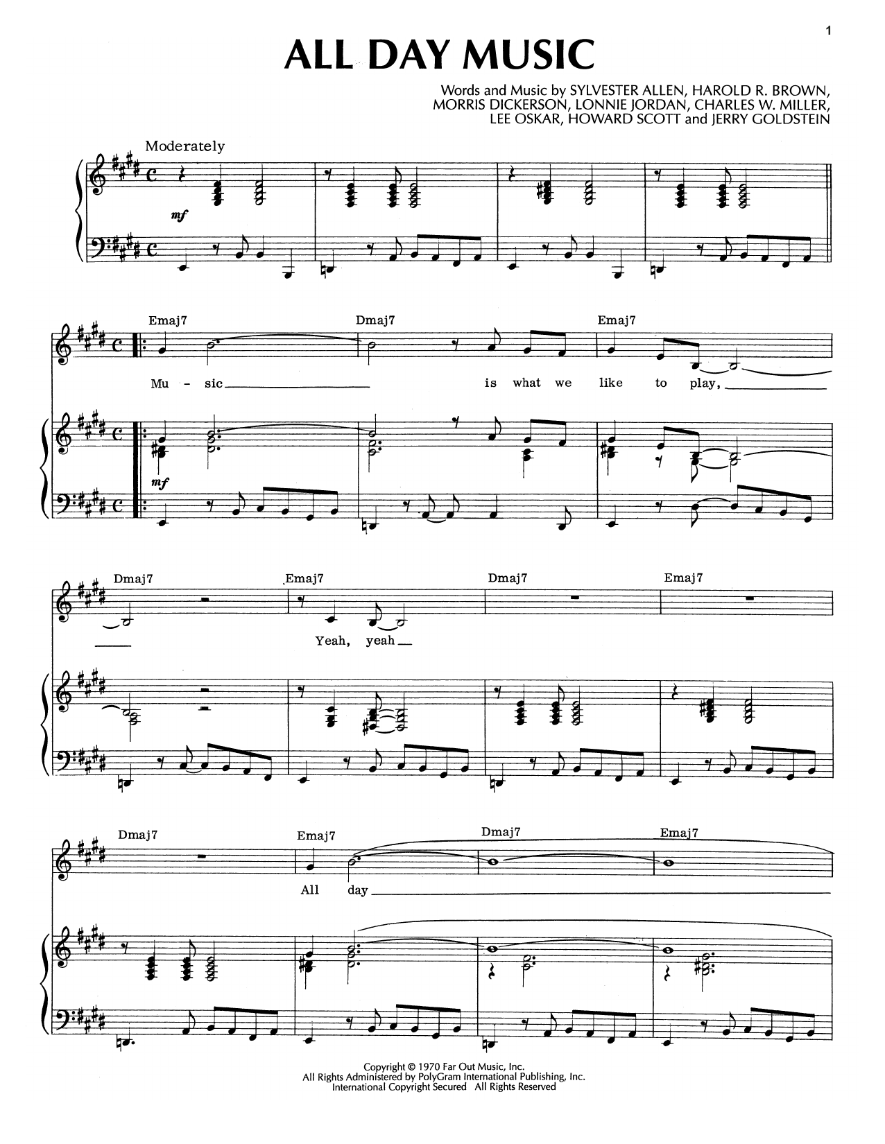 War "All Day Music" Sheet Music Notes | Download Printable PDF Score 190172