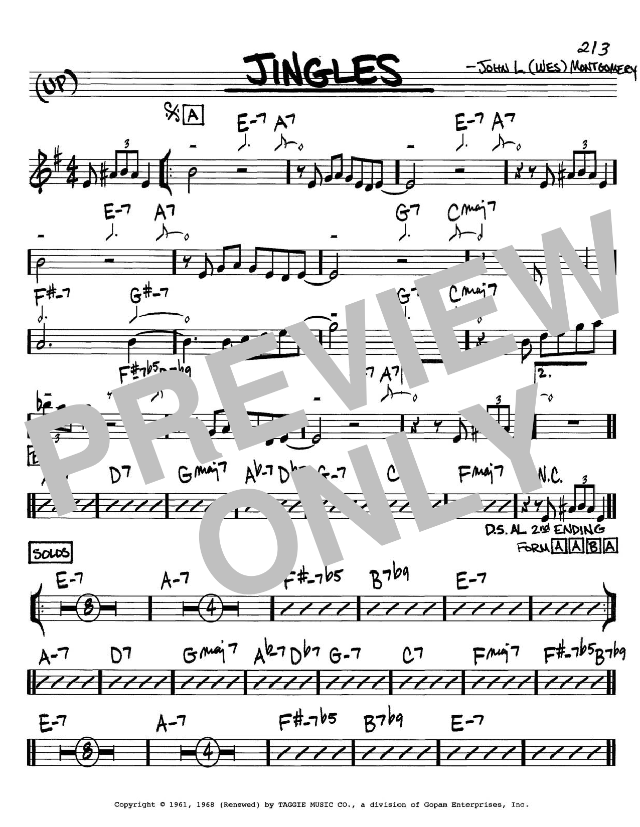Wes Montgomery "Jingles" Sheet Music Notes | Download Printable PDF ...