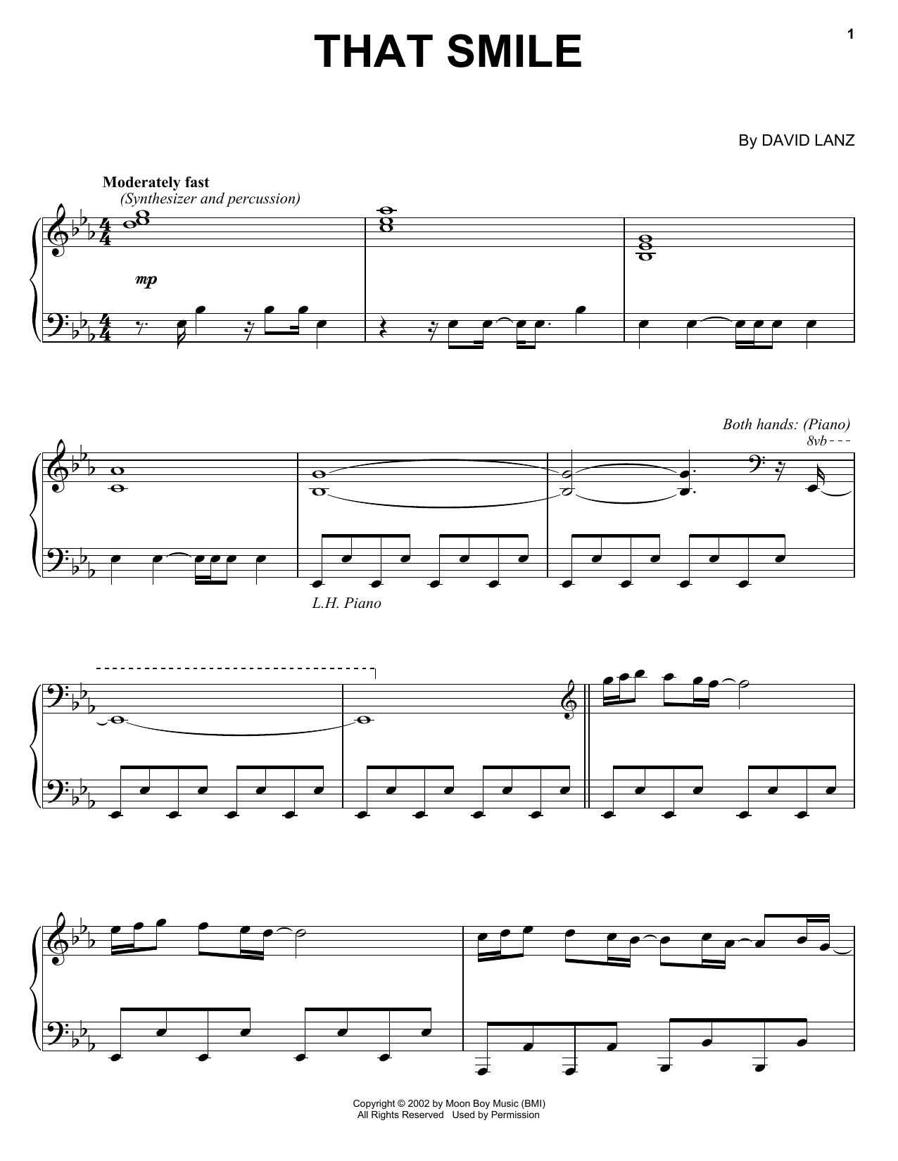 David Lanz "That Smile" Sheet Music Notes | Download Printable PDF ...