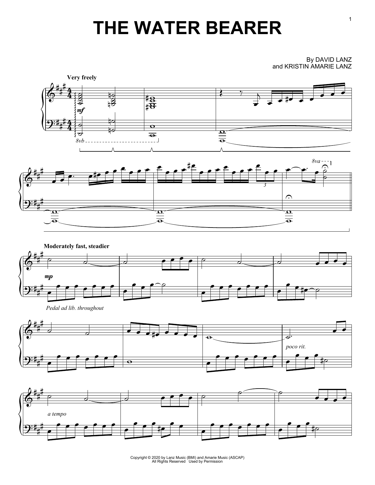 David Lanz "The Water Bearer" Sheet Music Notes | Download Printable ...