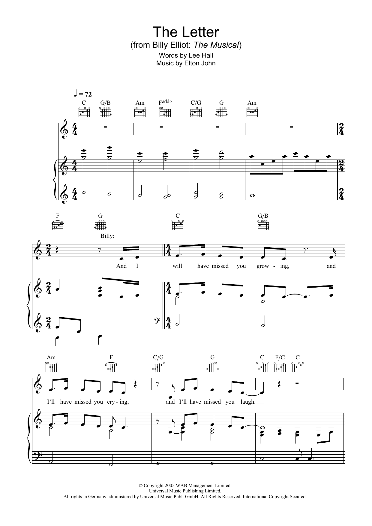Elton John "The Letter" Sheet Music & Chords | Download 3-Page ...
