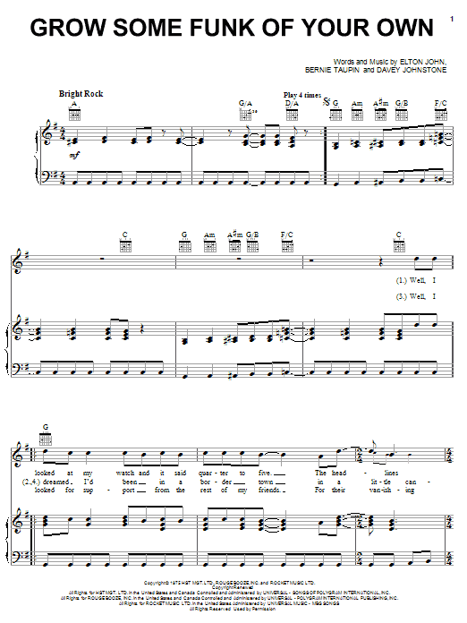 Elton John Grow Some Funk Of Your Own Sheet Music Notes Download 